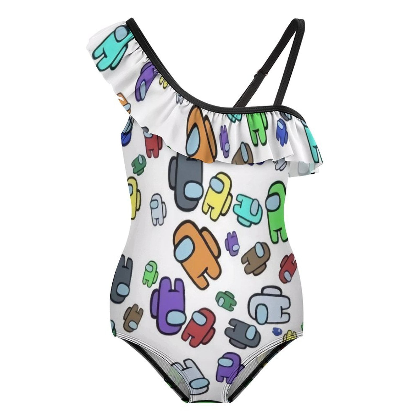 Amon-g-Us Girls Swimsuit One Piece Swimsuits Ruffle Bathing Suit Kids Beach Swimwear 8-10Y（130cm ...