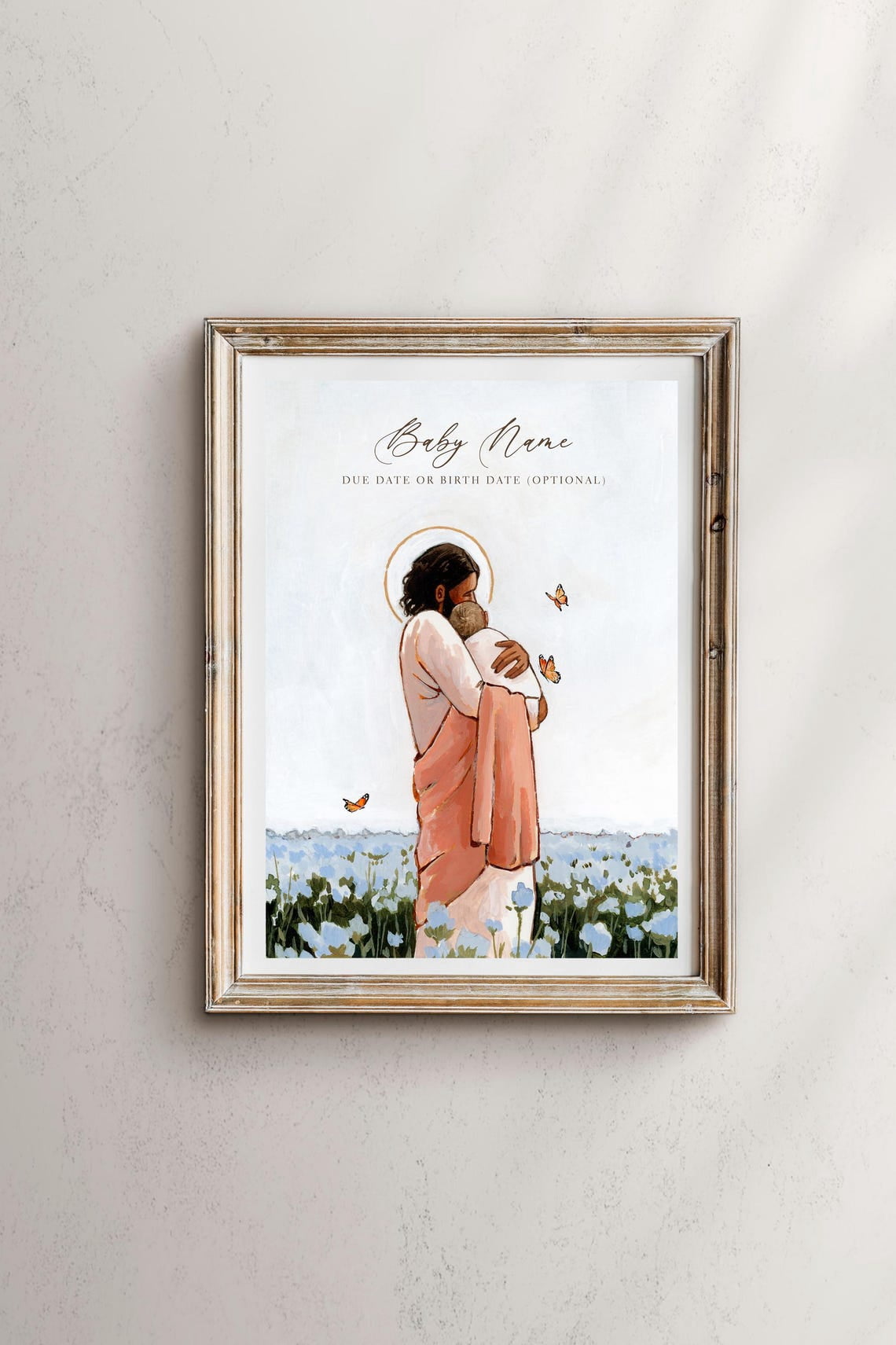 Among The Forget Me Nots Art Print, Child Loss Art, Jesus Holding Angel ...
