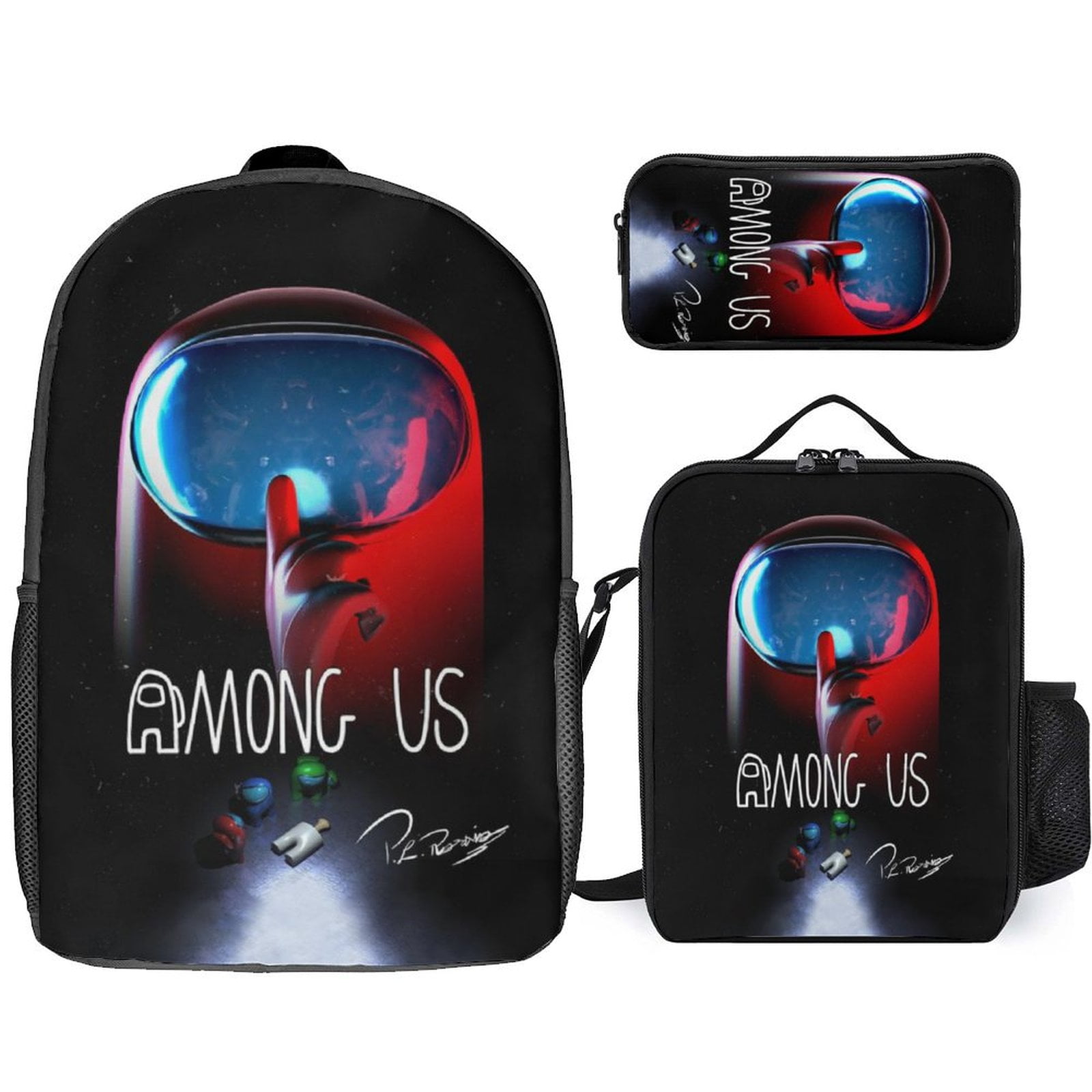 Among_Us 3PCS Boys Backpack,Girls Bags With Lunch Box Pencil Case Set ...