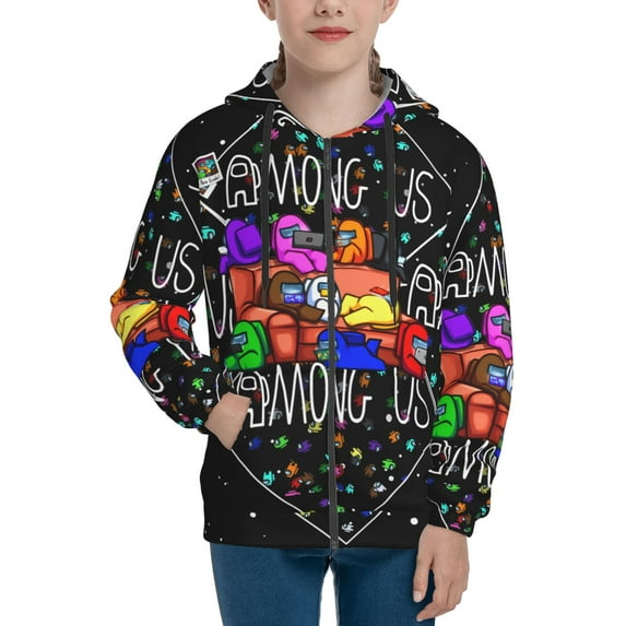 Among Us 4 Boys/Girls/Teens 3d Digital Print Full Zip Unisex Hooded ...