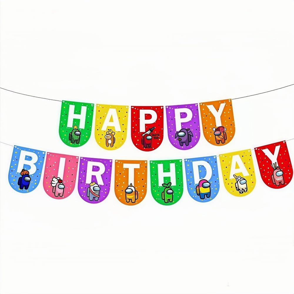 Among Us Anime Cartoon Birthday Party Decorations Banner - Waterproof ...