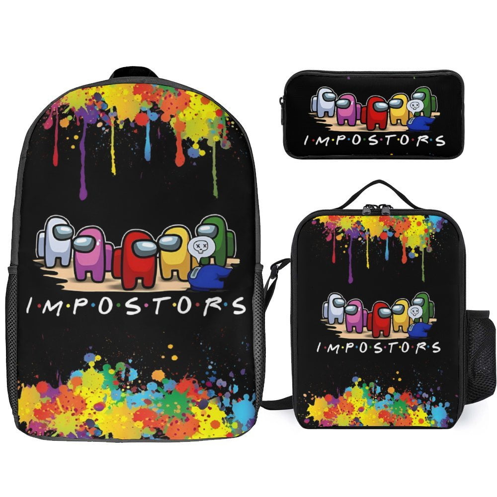 Among Us Backpack,3PCS Set Cartoon Anime Backpack Lunch Bag Pencil Case ...
