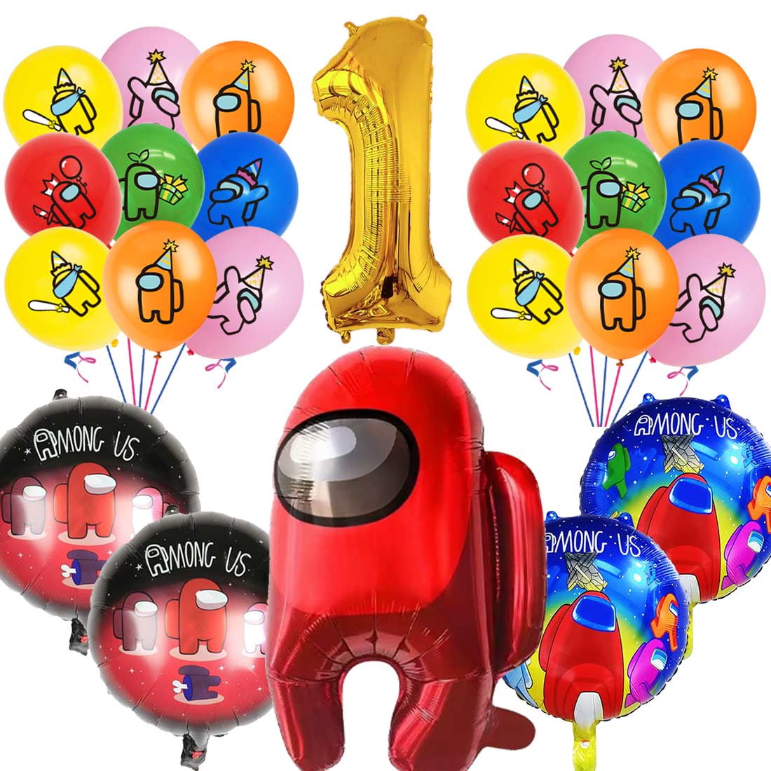 Among Us Balloons Party Supplies 1st Big Number Decorations Decor Kit ...