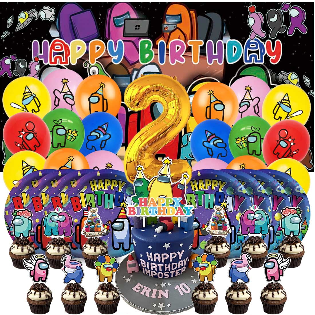 Among Us Balloons Party Supplies 2nd Decor Tableware Birthday Cake ...