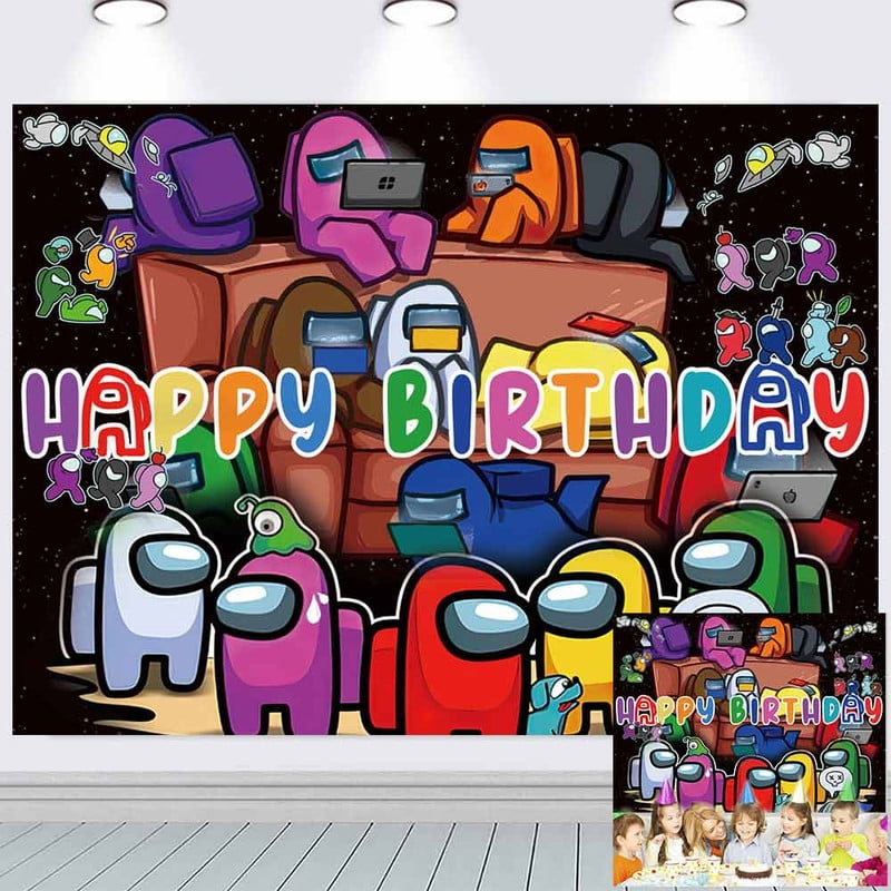 Among Us Birthday Banner Backdrop Background Party Supplies Taspestry ...