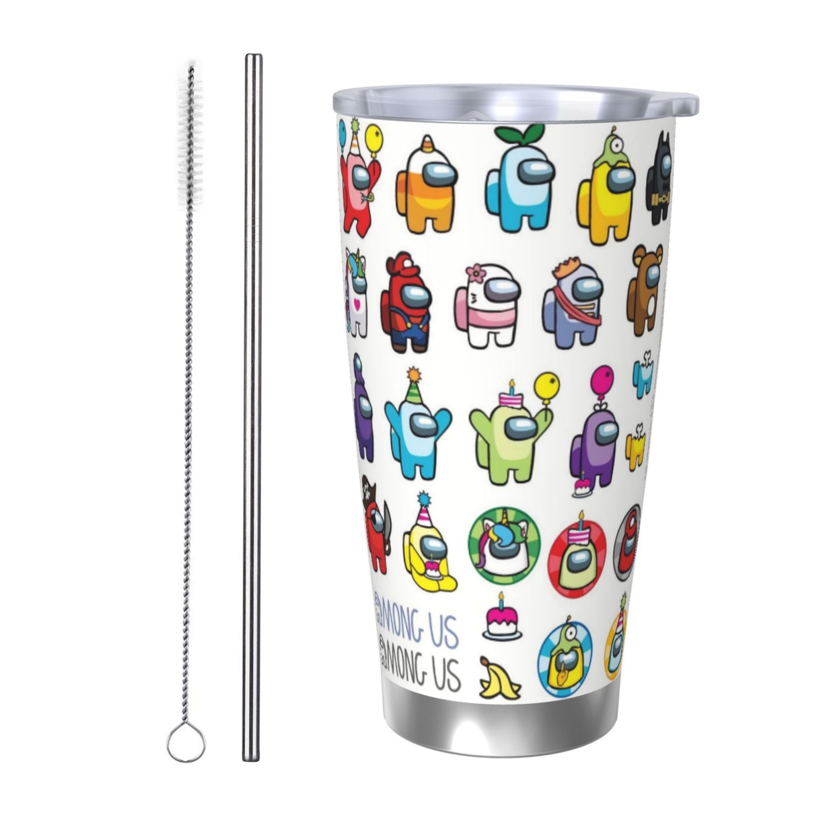 Among Us Birthday Kids Water Bottle with Straw Lid,Insulated Stainless Steel Reusable Tumbler ...
