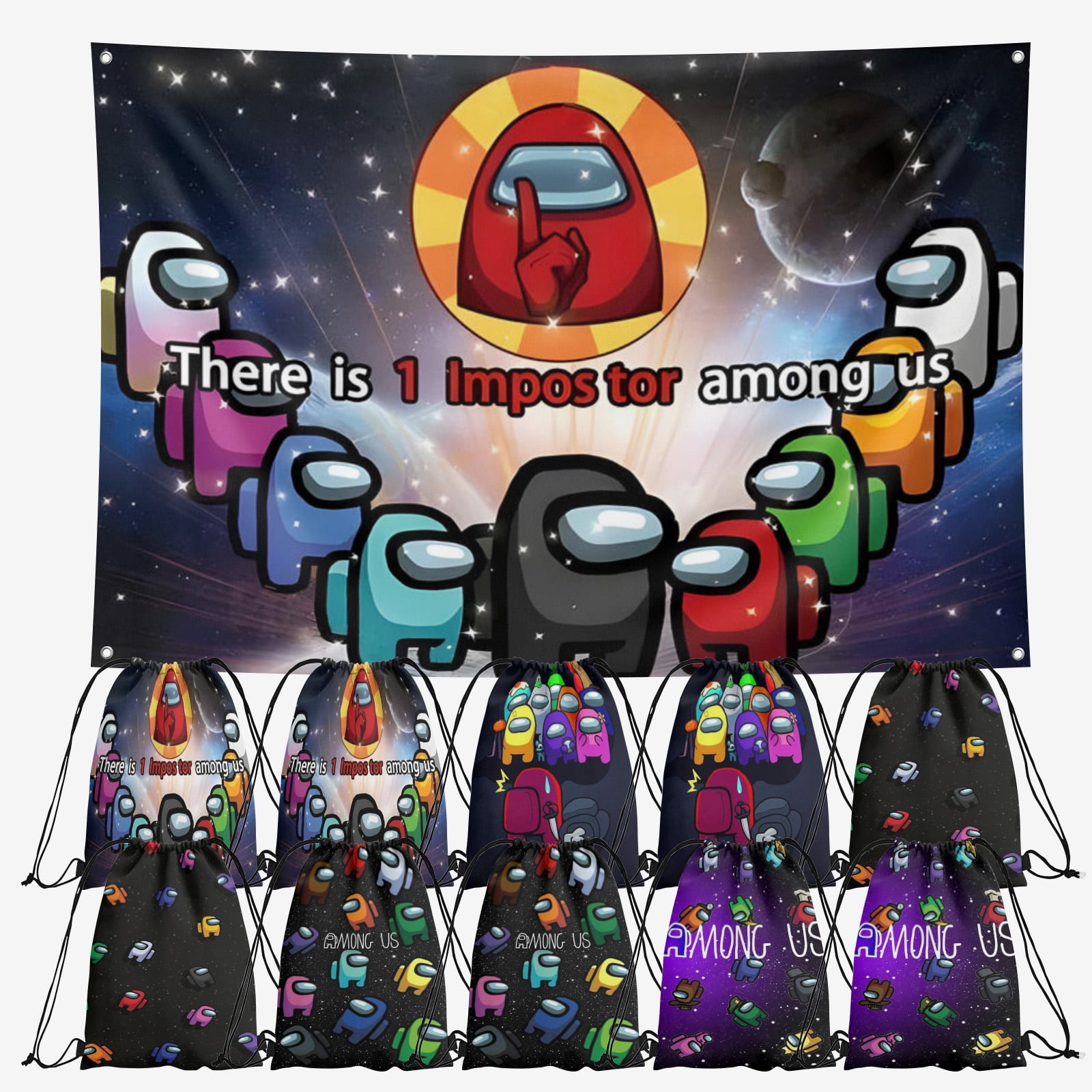 Among-Us Birthday Party Supplies,10 Pieces Among-Us Candy Drawstring ...