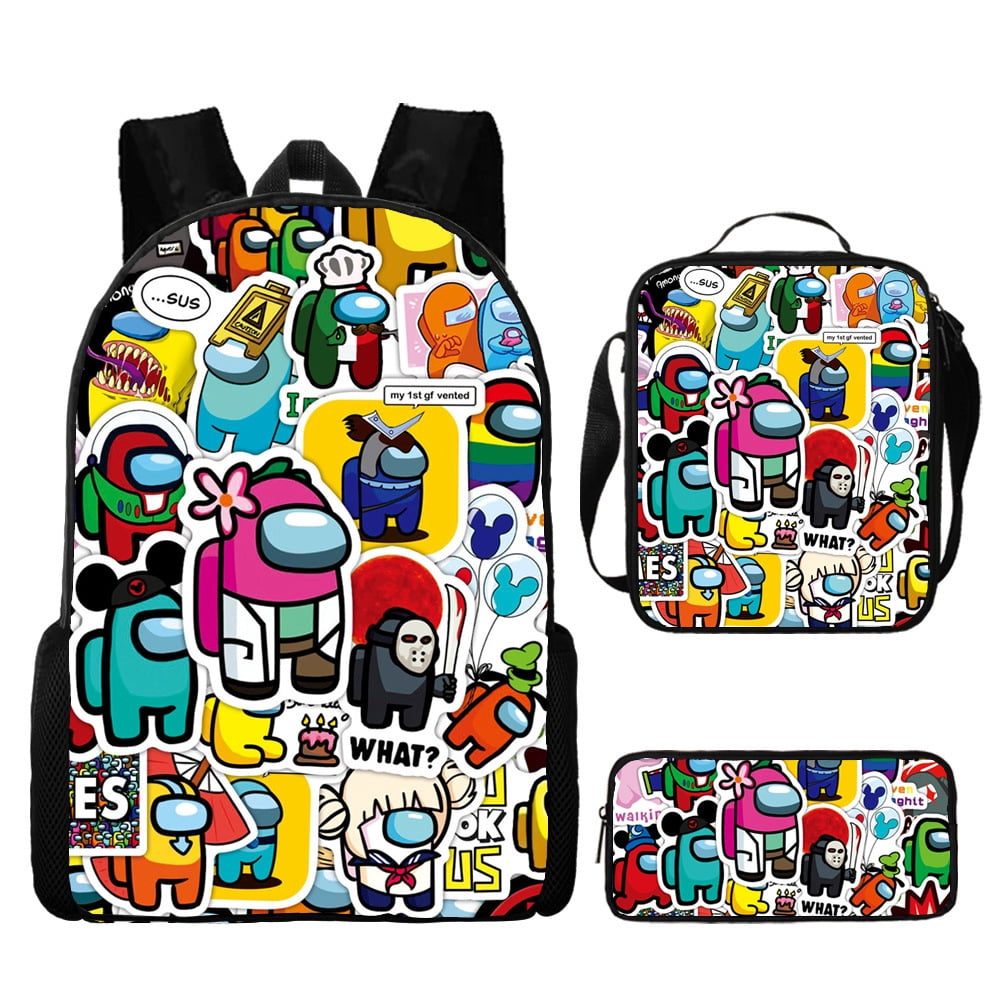 Among/Us Cartoon 3 Piece Backpack Anime Bookbag Game Day Packs Cartoon ...