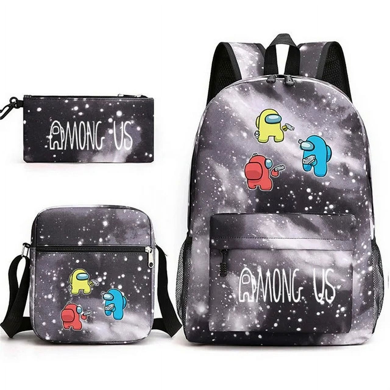 Among/Us Cartoon 3 Piece Backpack Anime Knapsacks Game Day Packs ...