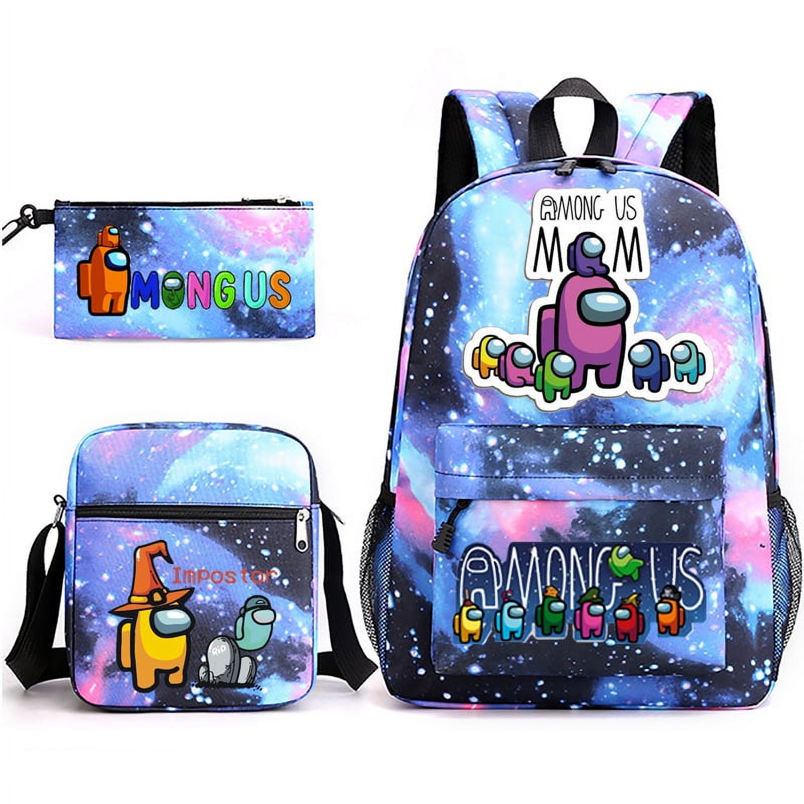 Among/Us Cartoon 3 Piece Backpack Anime Knapsacks Game Day Packs ...
