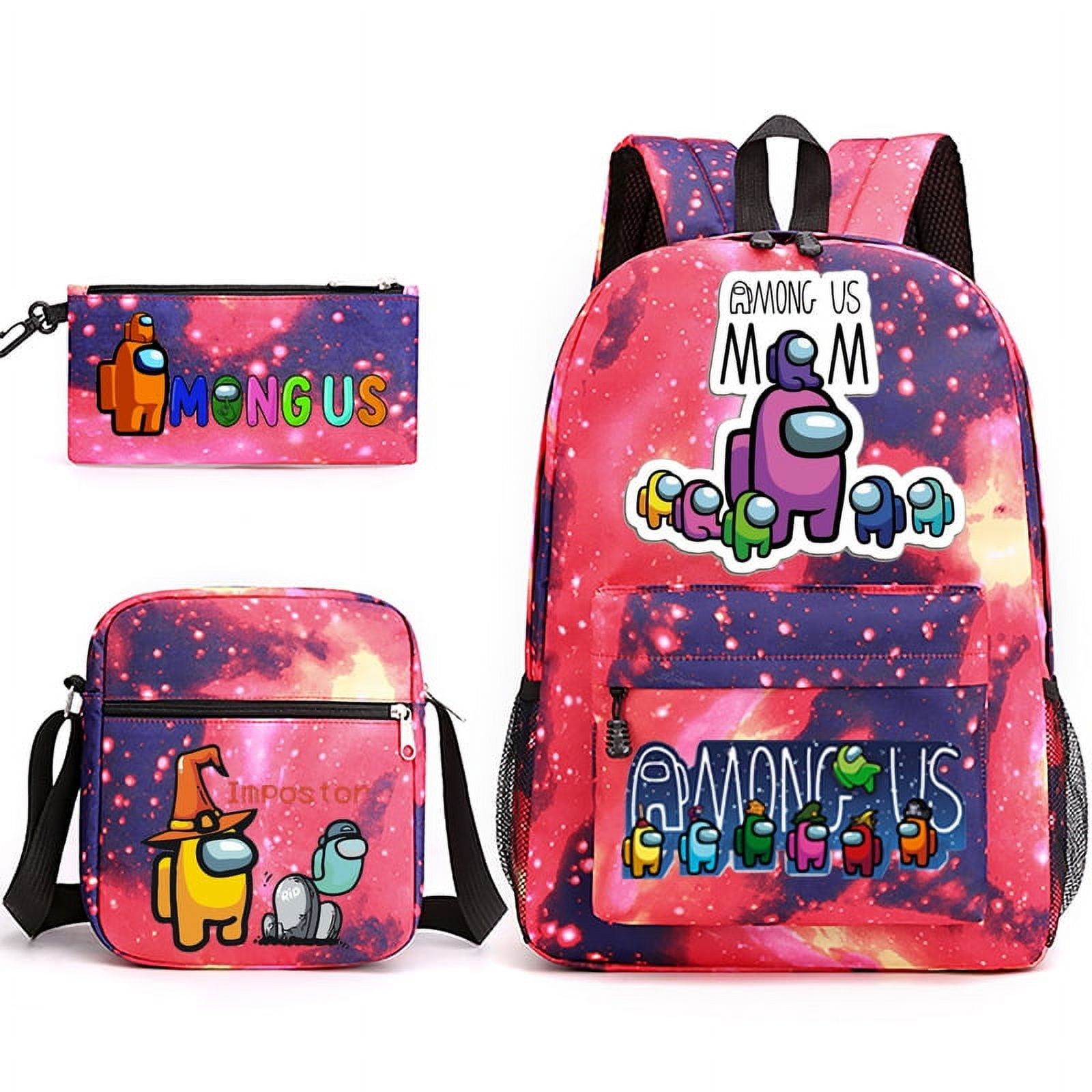 Among/Us Cartoon 3 Piece Backpack Anime Knapsacks Game Day Packs ...