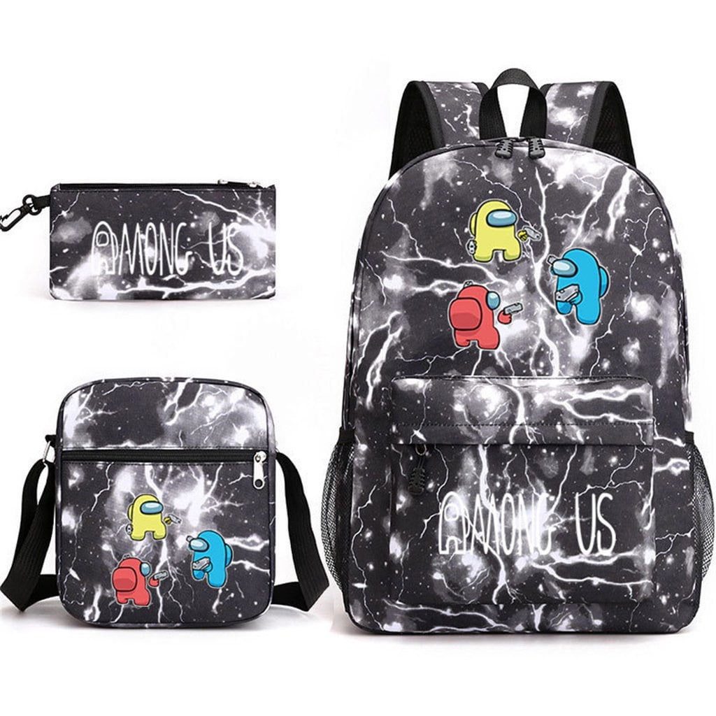 Among/Us Cartoon 3 Piece Backpack Anime Knapsacks Game Day Packs ...