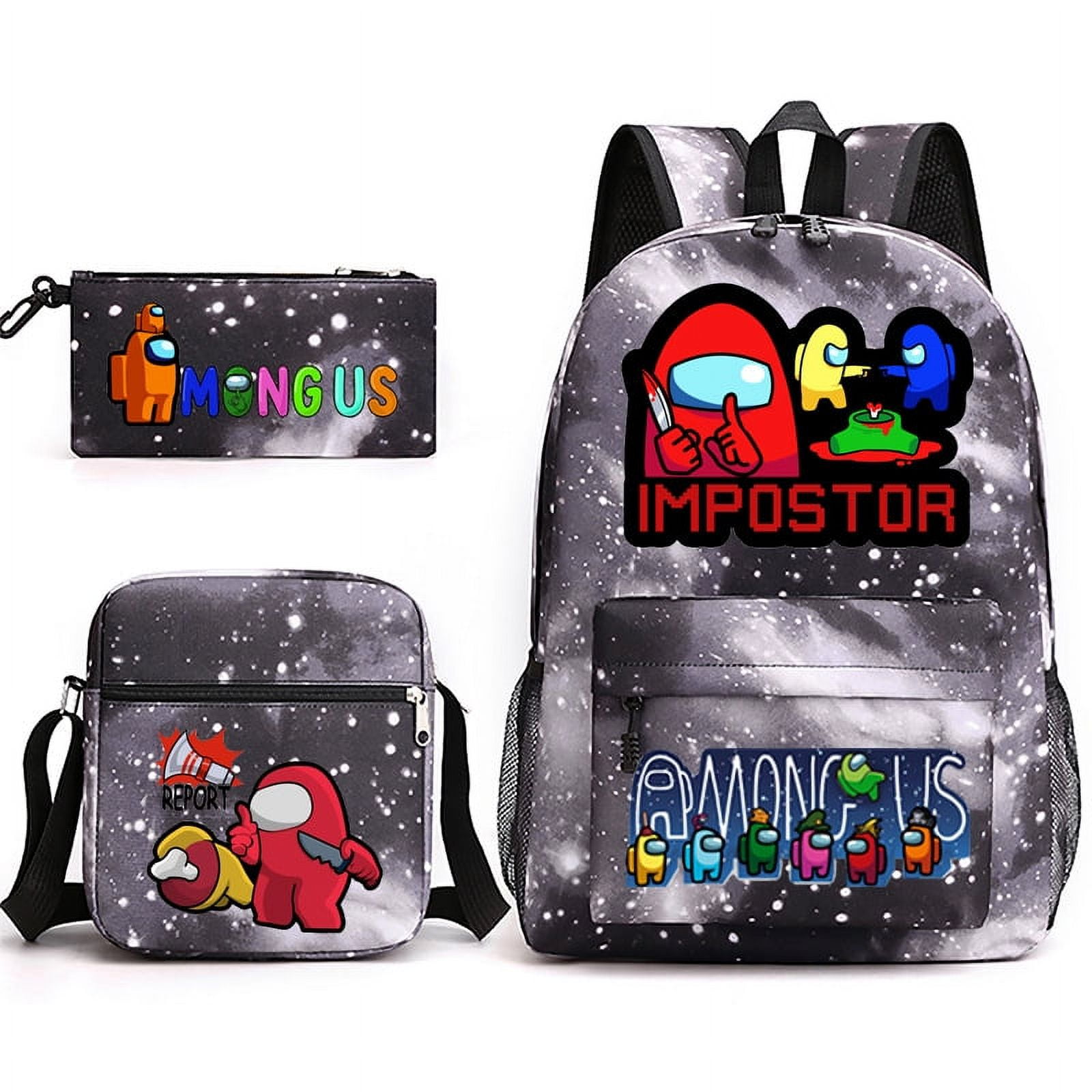 Among/Us Cartoon 3 Piece Backpack Anime Knapsacks Game Day Packs ...