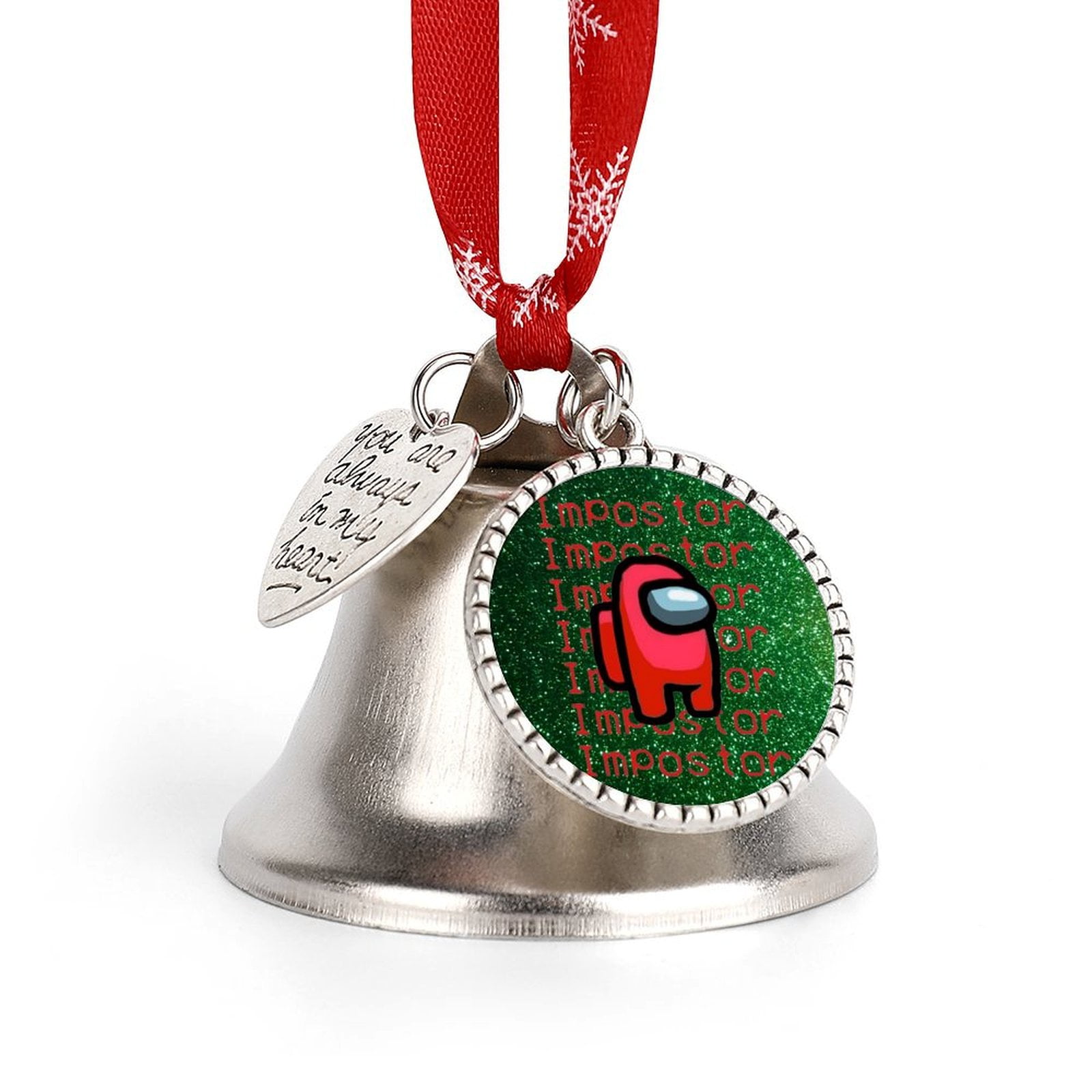 Among Us Christmas Ornament Bell Pendant Decorative Metal Glass Hanging ...