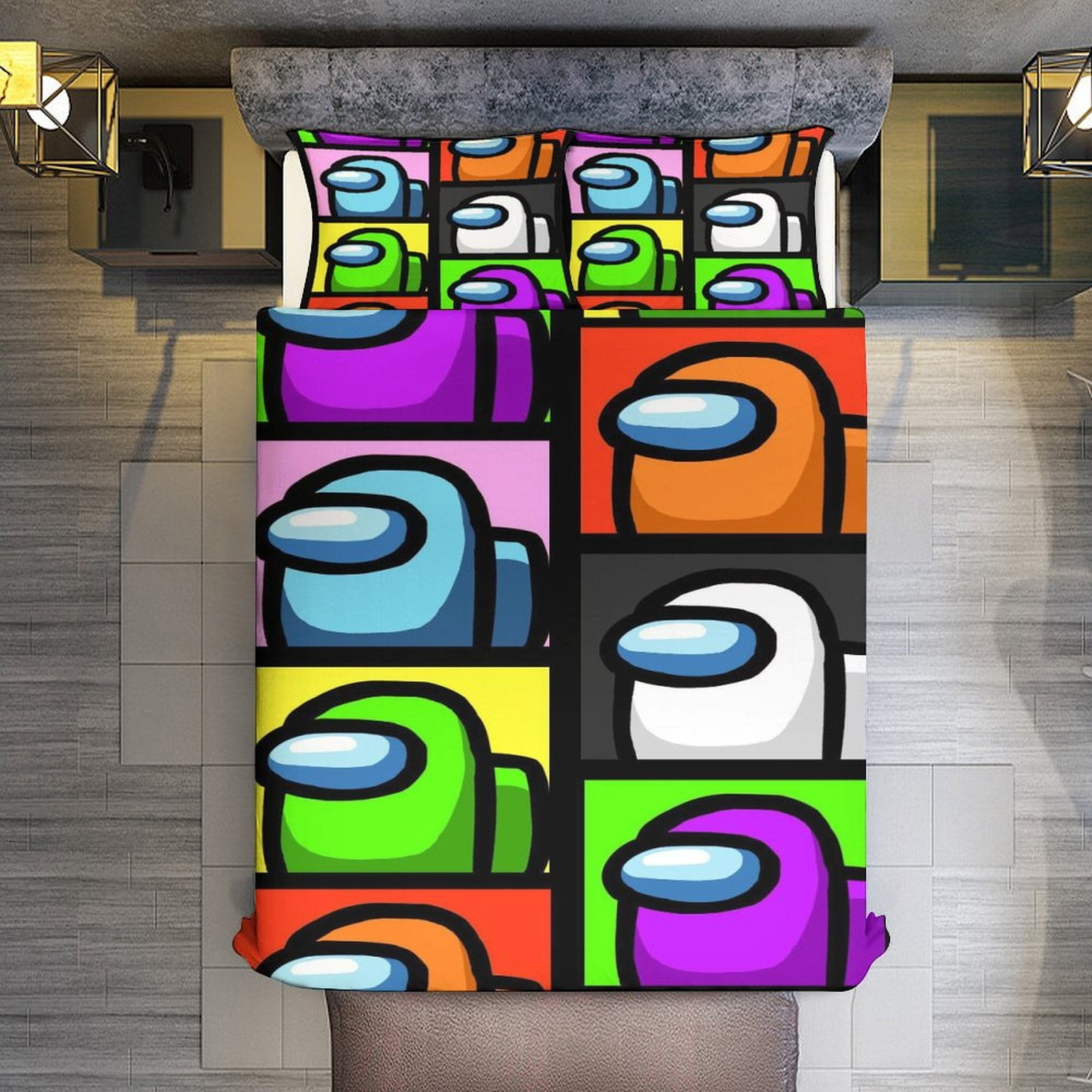 Among Us Combination Chart Bed Sheet Set for Kids Boys Girls Bedding ...