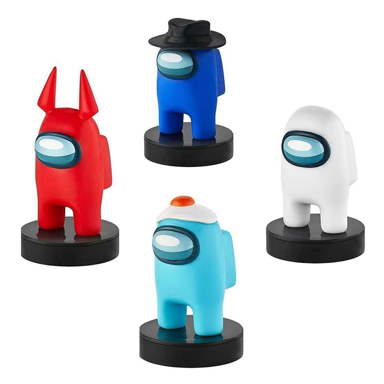 Among Us Crewmates Stamps 4pk Cyan White Blue Red Character Figure Set ...