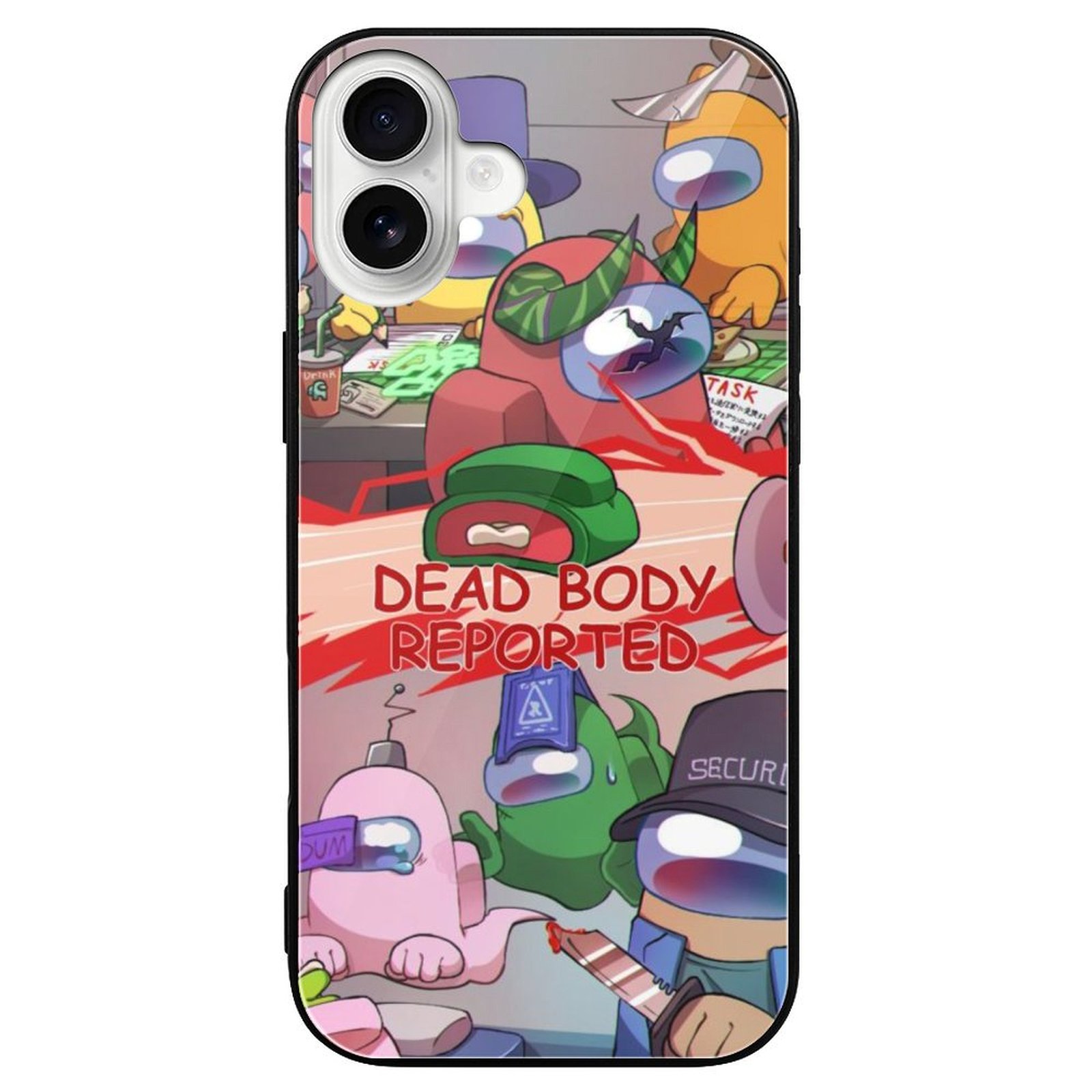 Among Us DEAD BODY REPORTED iPhone 16 Plus Case,Tempered Glass Back ...