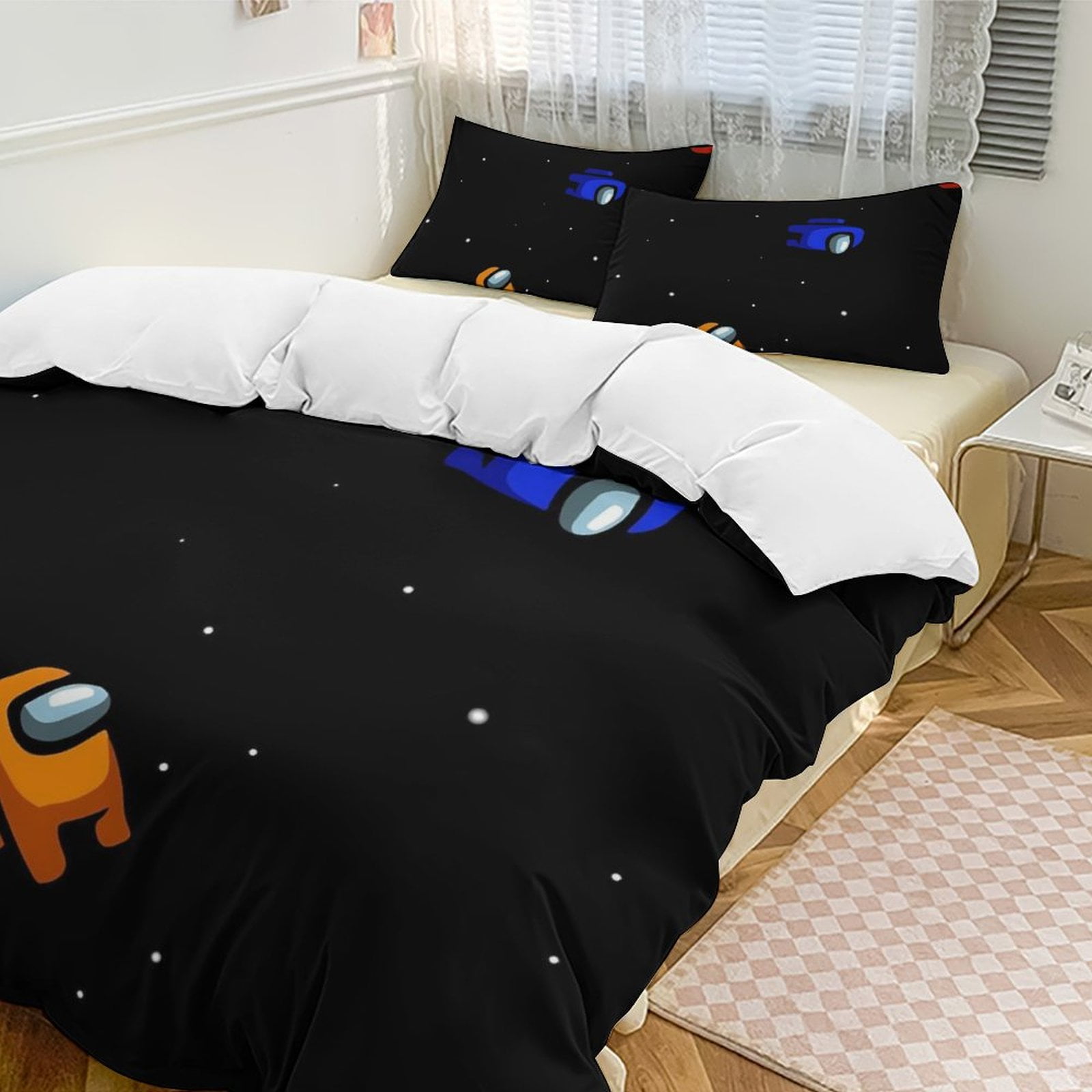 Among-Us Duvet Cover 3 Piece Bedding Set, Anime Movie Soft Comforter ...