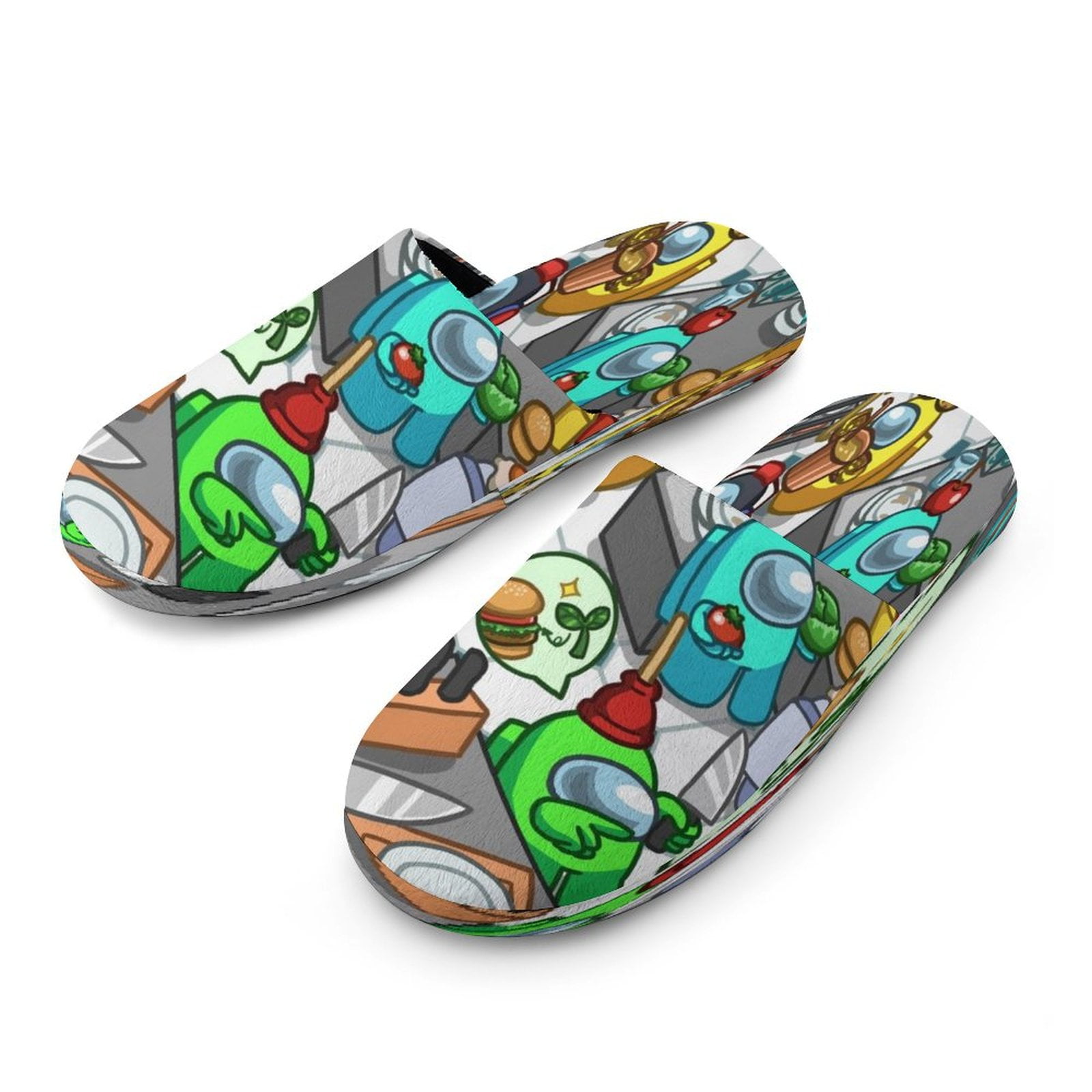 Among Us Eating Slippers for Mens Unisex Cozy Memory Foam Scuff ...
