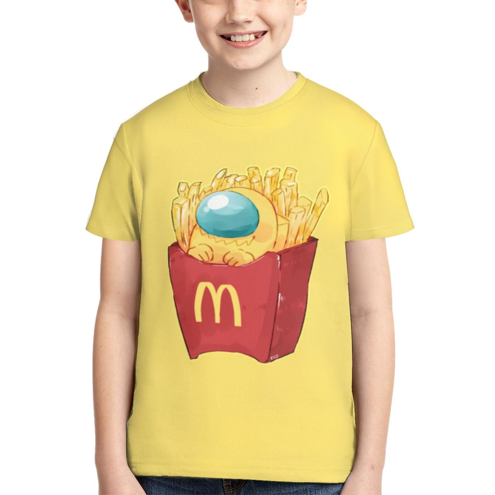 Among Us Fries Boys' Short Sleeve T-Shirt Crewneck T Shirts 3D Printing ...