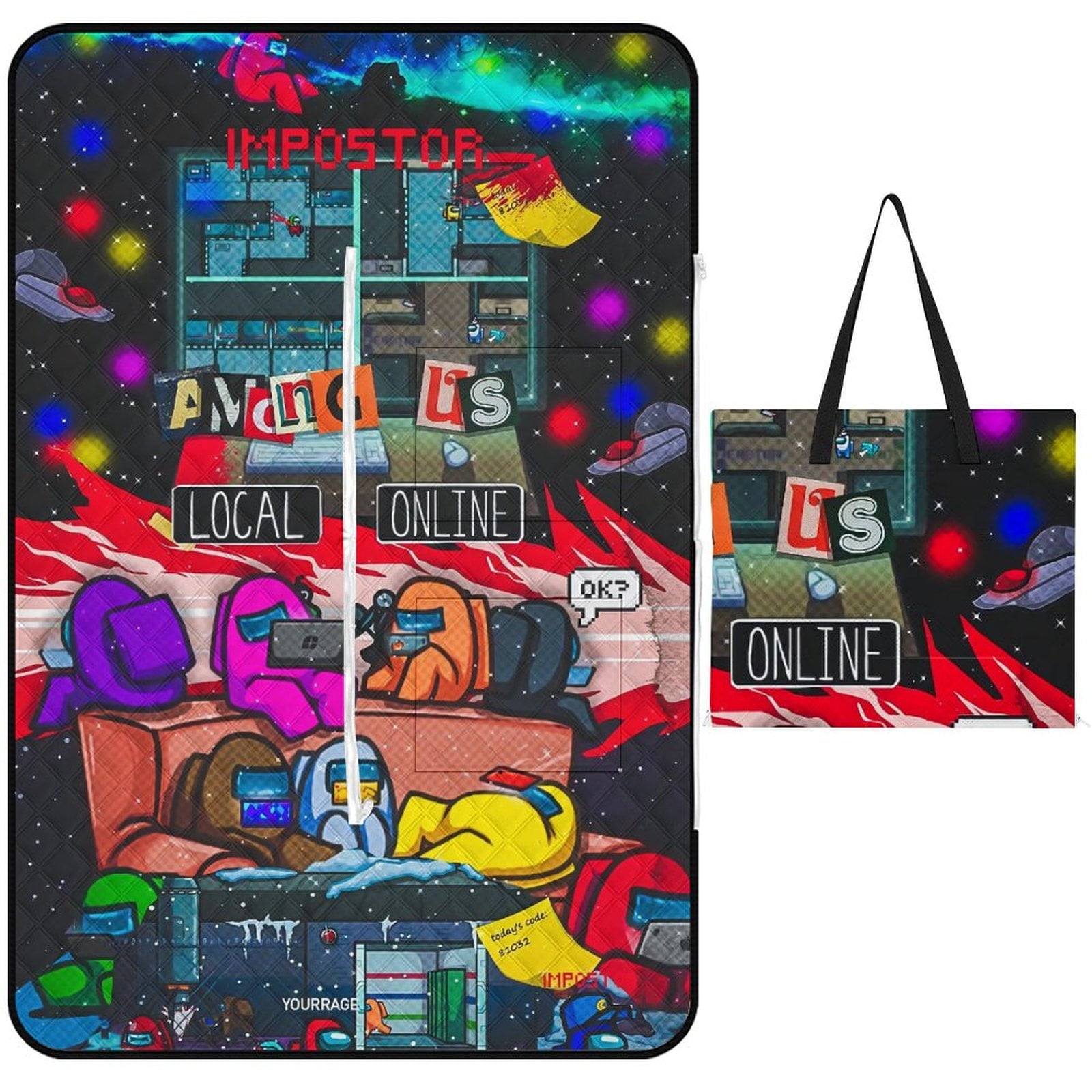 Among-Us Gaming Picnic Blankets 59"x39" Extra Large Outdoor Blanket ...