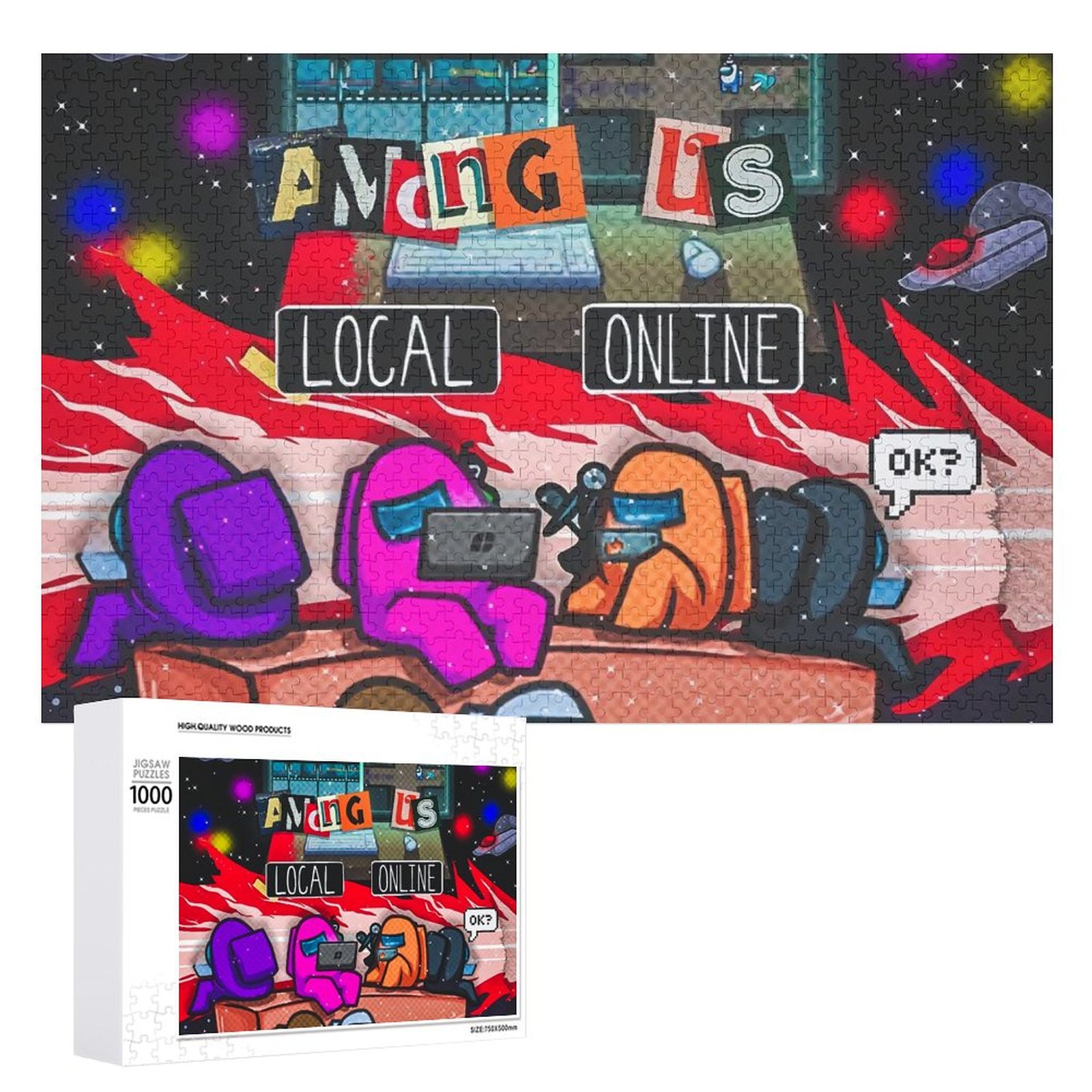 Among-Us Gaming Puzzles for Adults 1000 Pieces,Challenging Puzzle ...