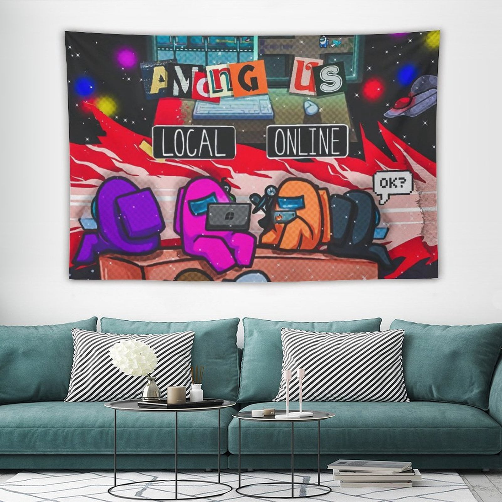 Among-Us Gaming Tapestry,Among-Us Gaming Poster for Bedroom Girls Boys ...