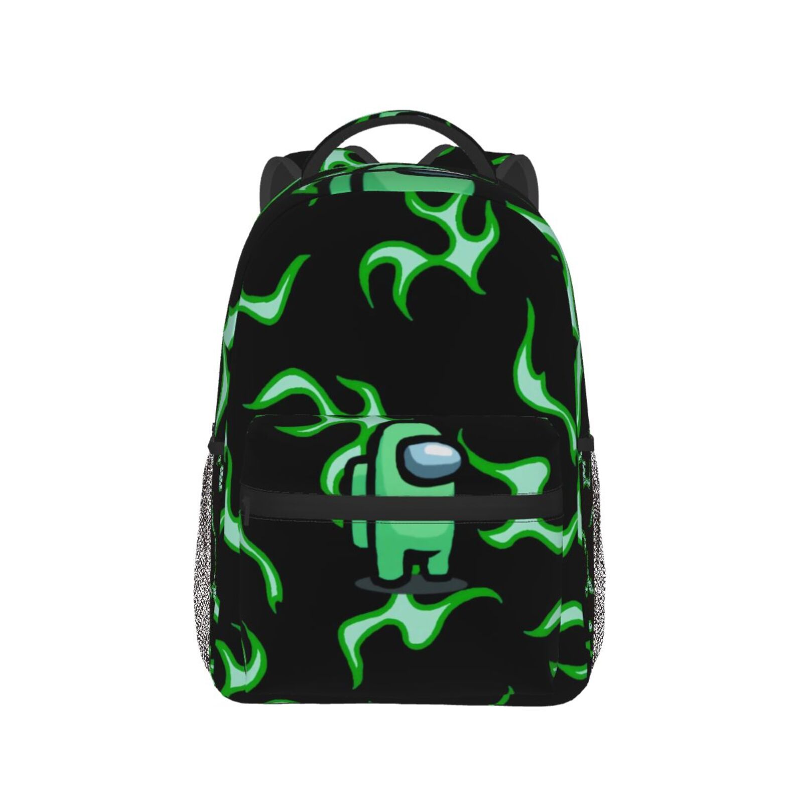 Among Us Green Flames Backpack,classic carry-on travel backpack for men ...