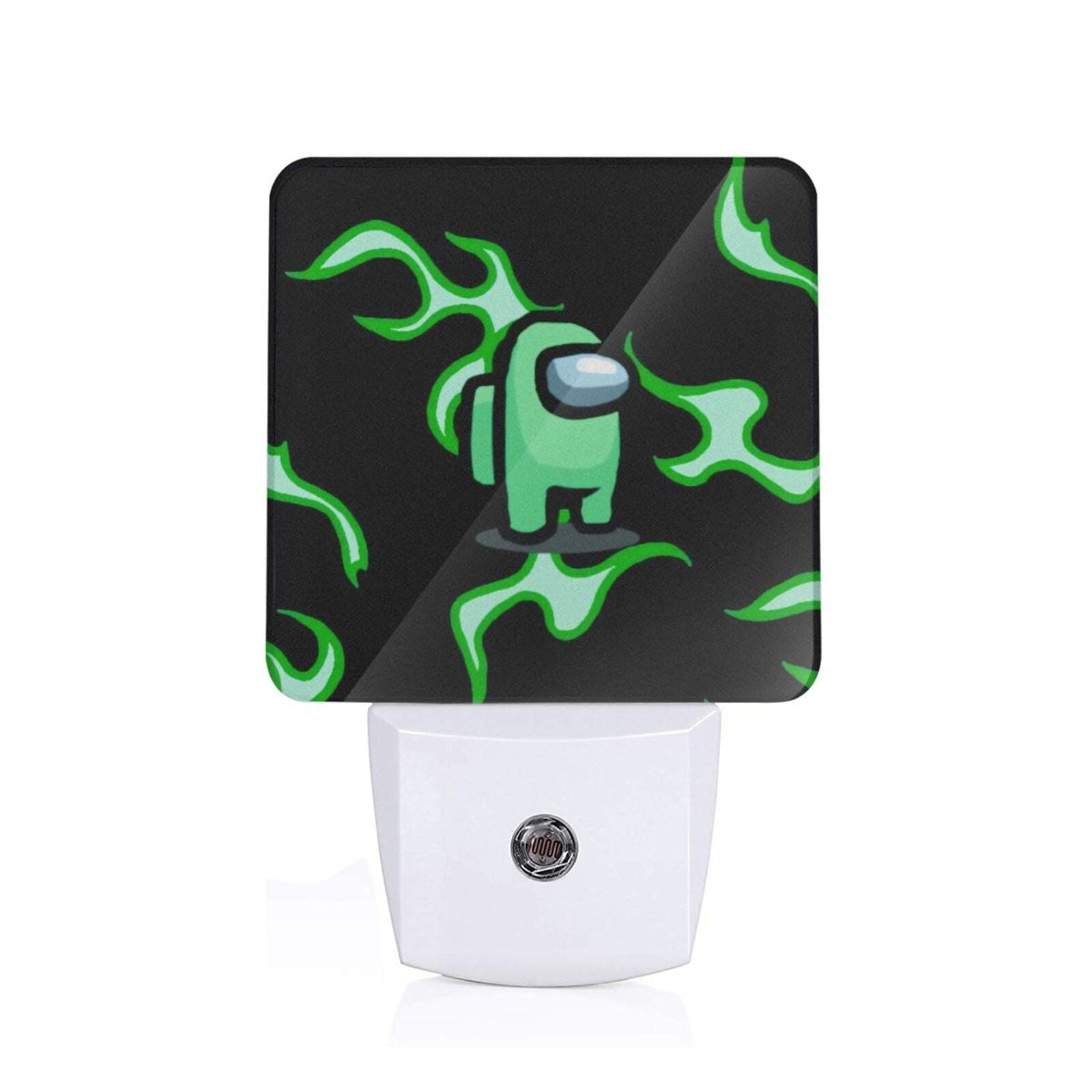 Among-Us Green Flames LED Night Light Plug into Wall with Dusk to Dawn ...