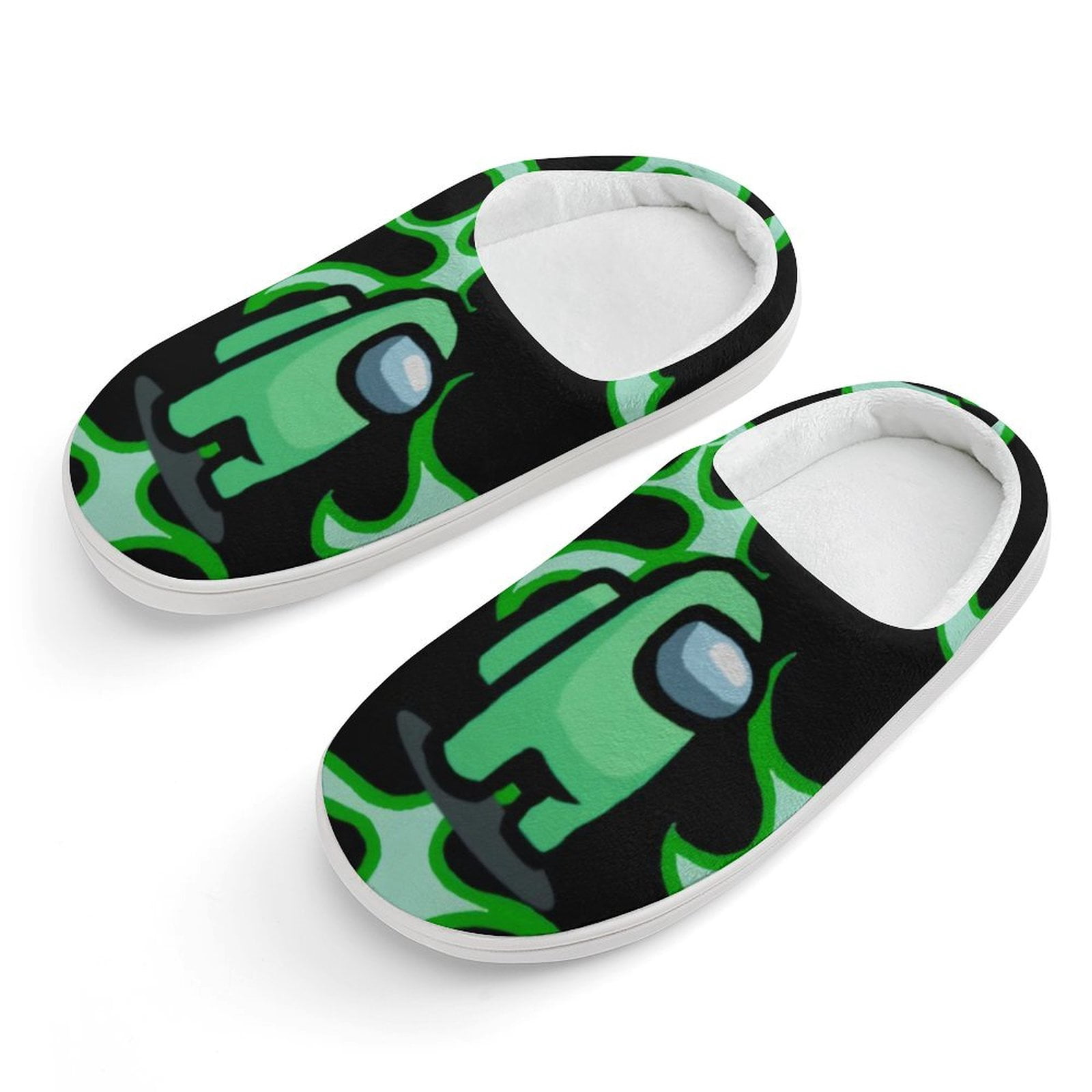 Among Us Green Flames Slippers for Kids Girls Boys,Soft Plush Cute ...