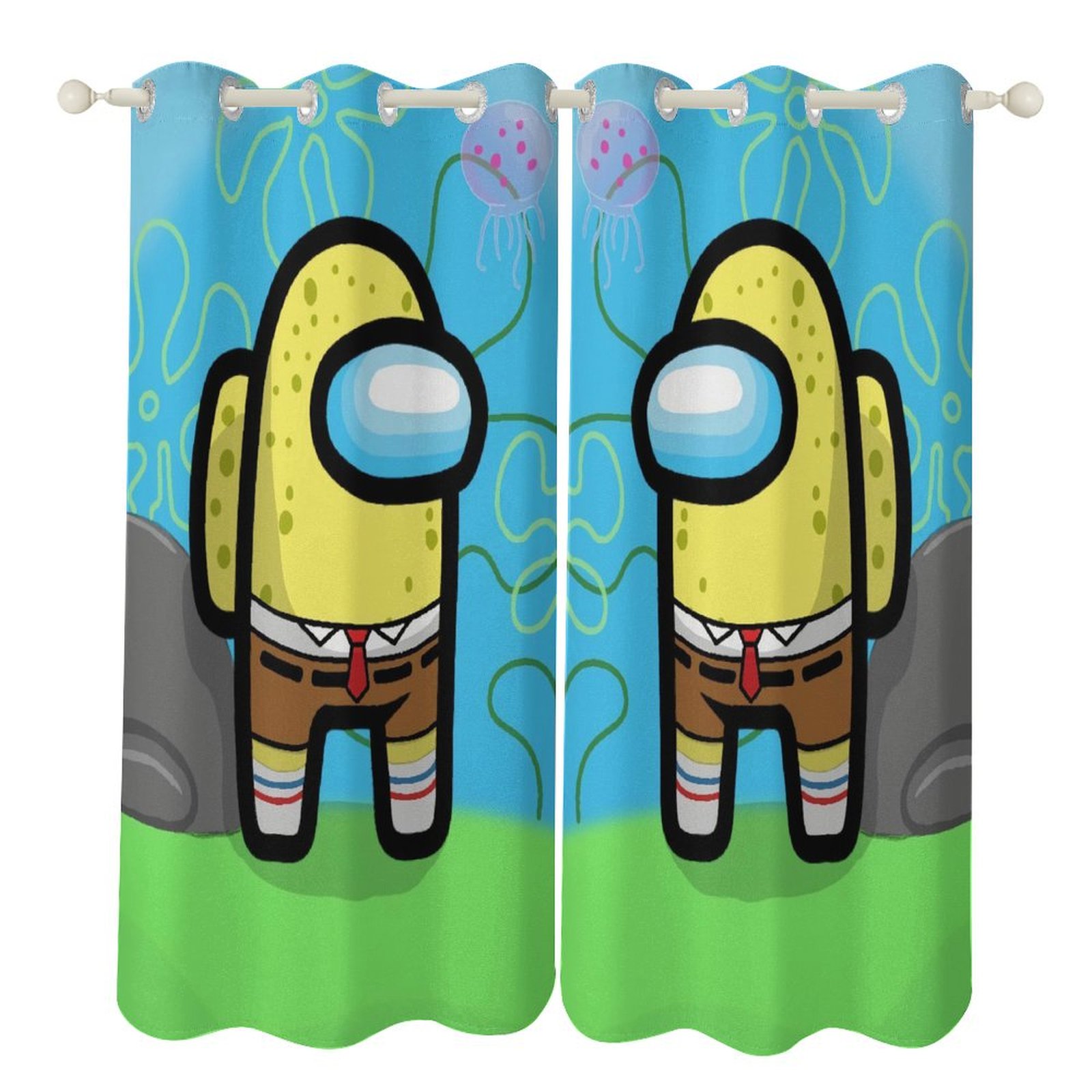 Among Us Imposter Crewmate Curtains 72 Inch,Blackout Curtains,Cartoon ...