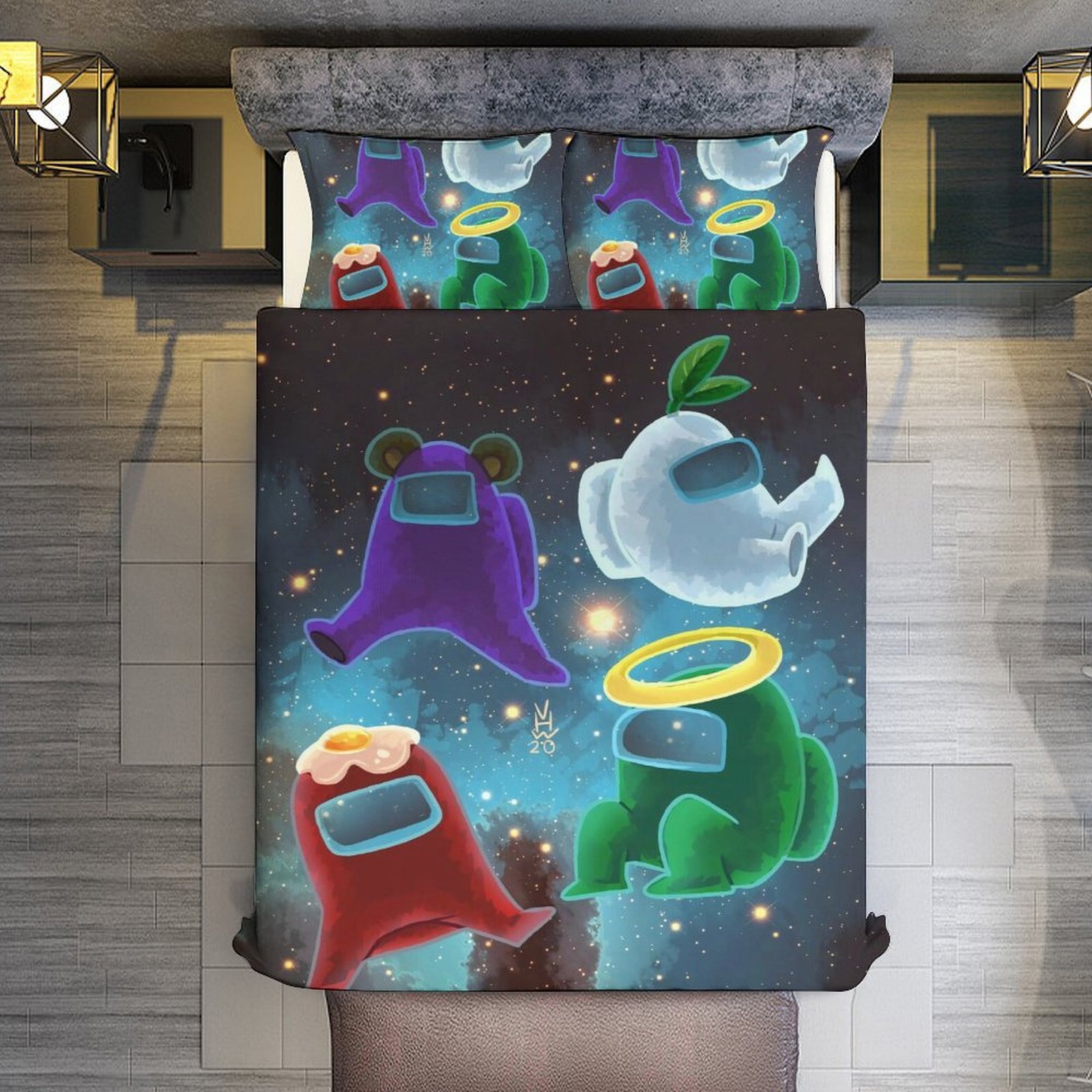 Among Us Impostor Wallpaper Queen Sheet Set for Kids and Adults,Soft ...