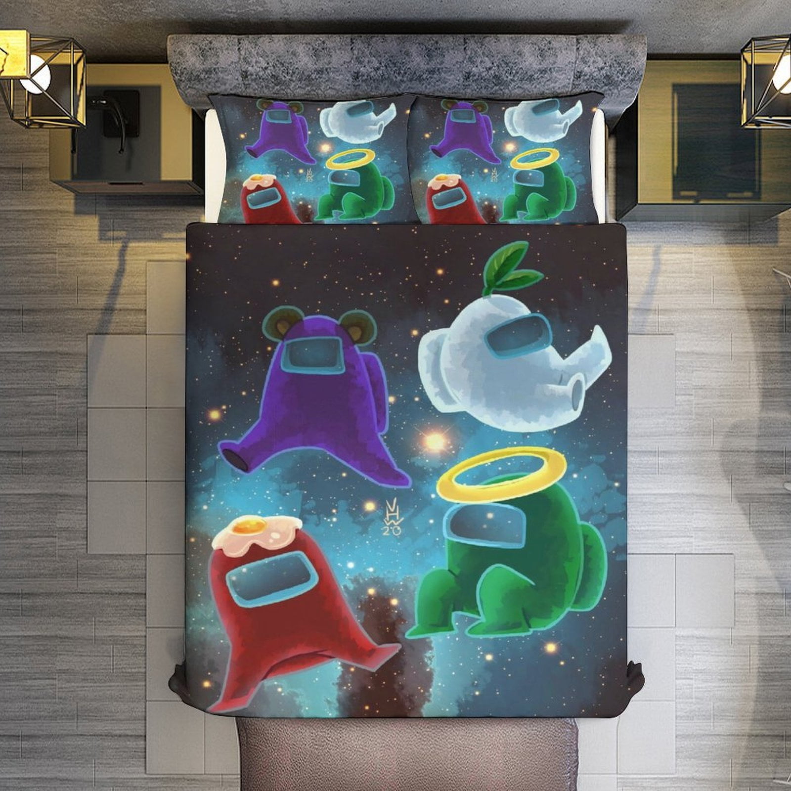 Among Us Impostor Wallpaper Queen Sheet Set for Kids and Adults,Soft ...