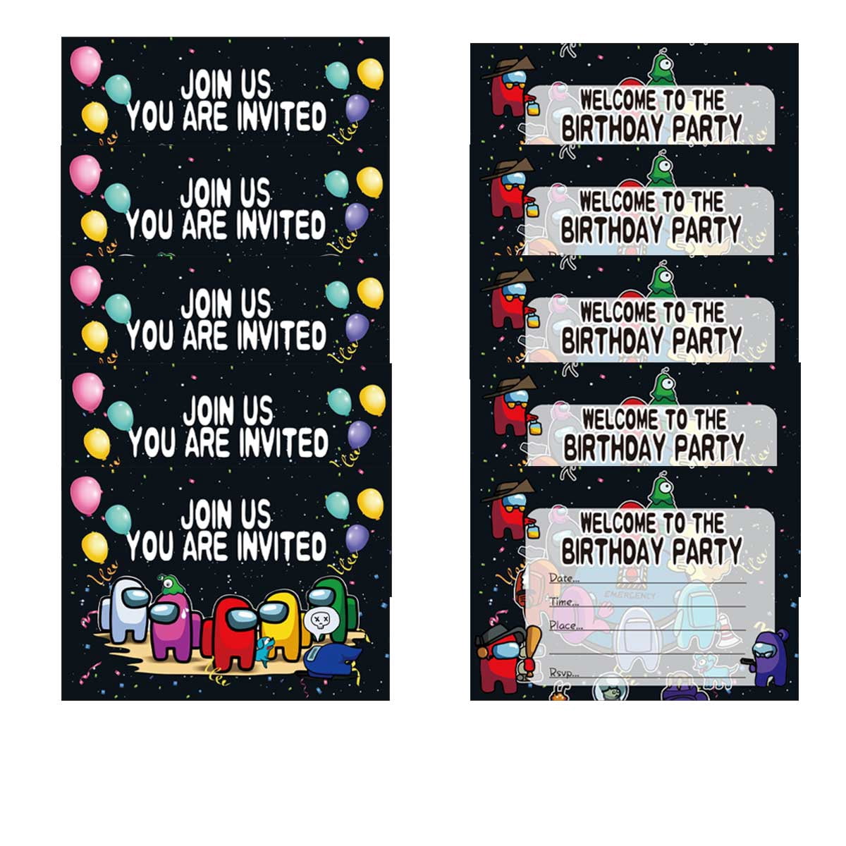 Among Us Invitations Cards Stock Bulk Birthday Invite Fill-in Party ...