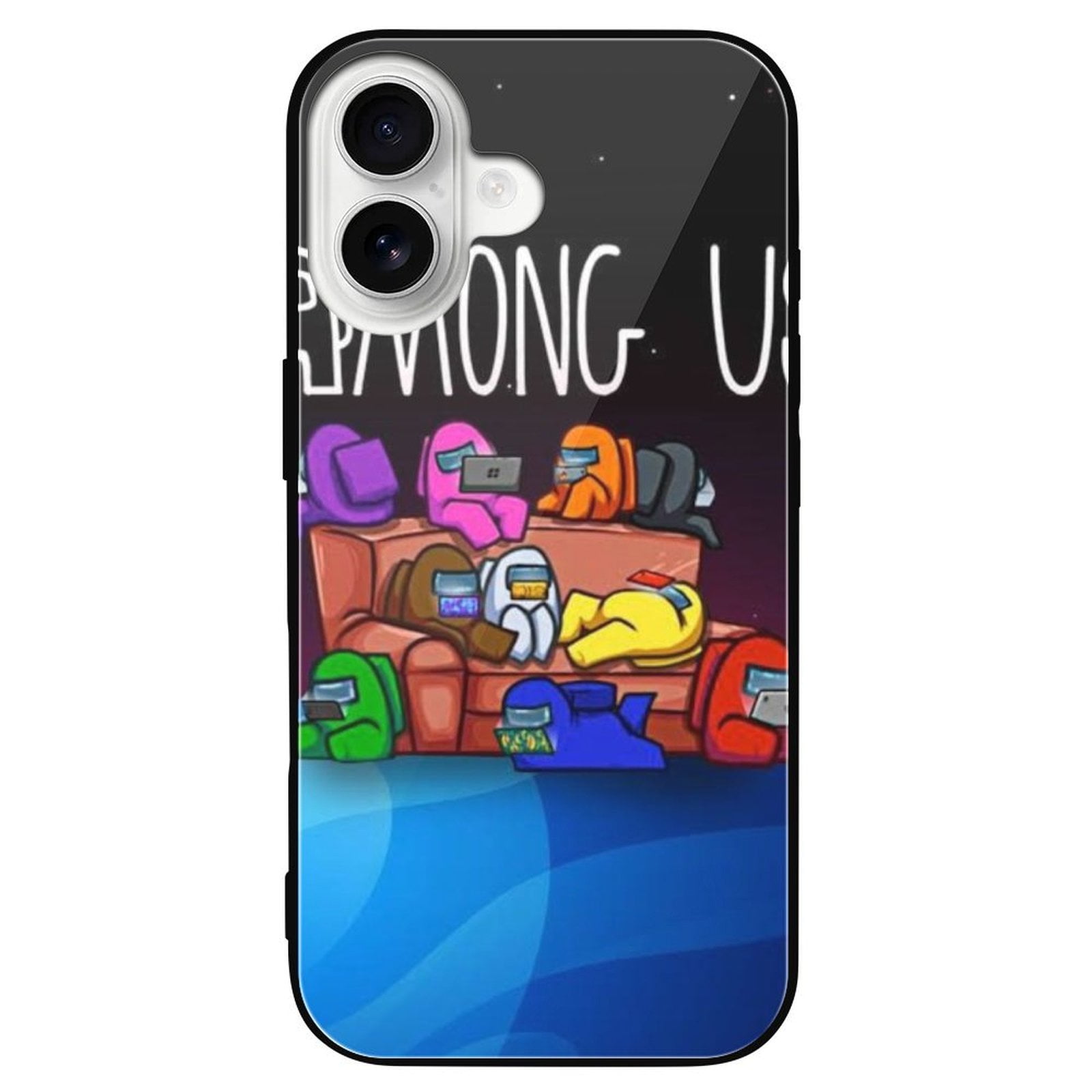 Among Us Loading3 iPhone 16 Pro Max Case,Tempered Glass Back + Soft ...