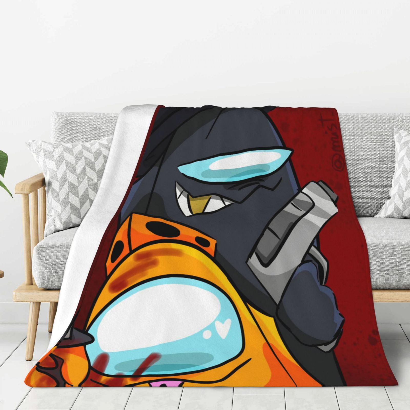 Among Us Logic Mr Cheese x The Gentelman Blanket for Couch - Plush ...