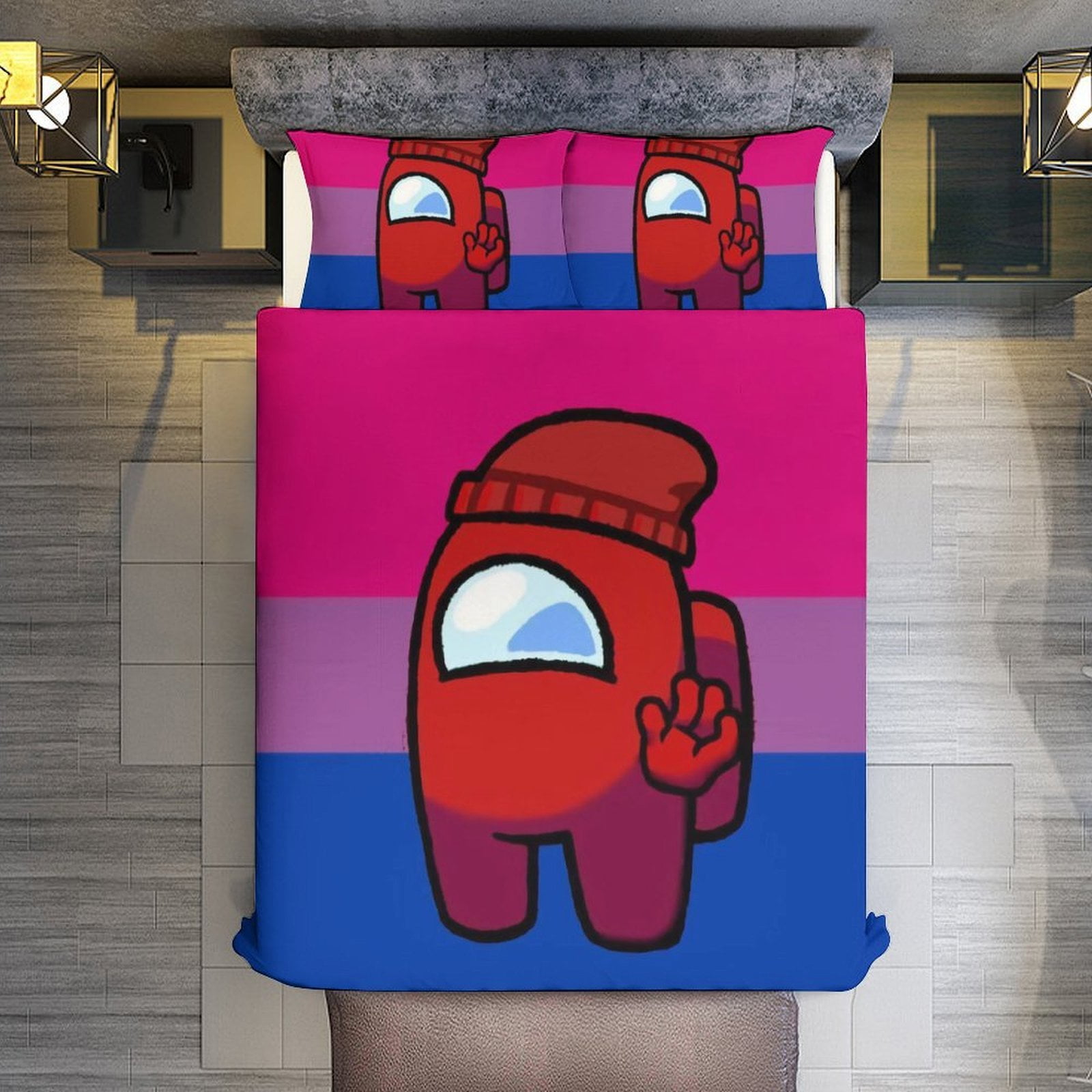 Among Us Logic Player Queen Sheet Set for Kids and Adults,Soft Duvet ...