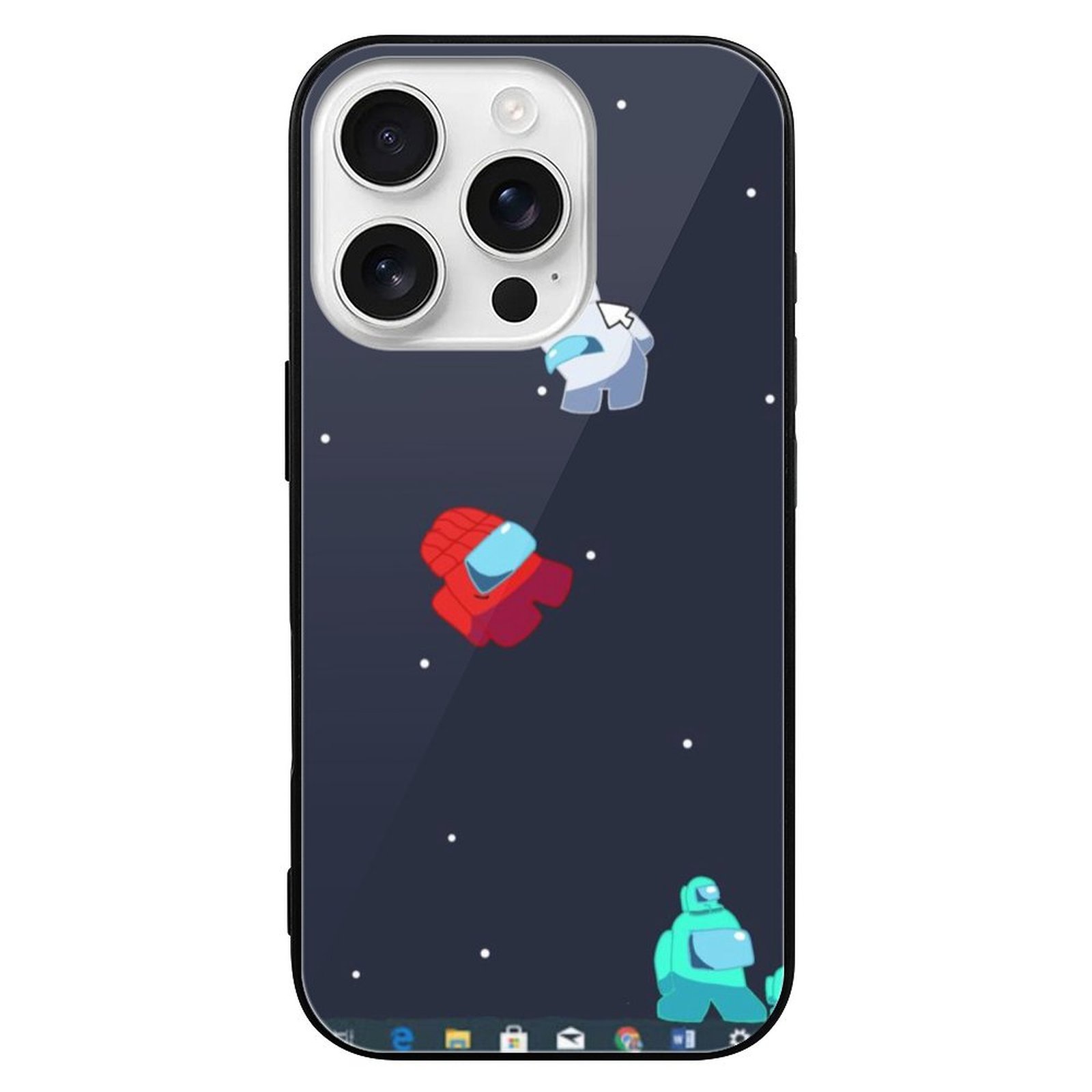 Among Us My Fanart Lol iPhone 16 Pro Case,Tempered Glass Back + Soft ...