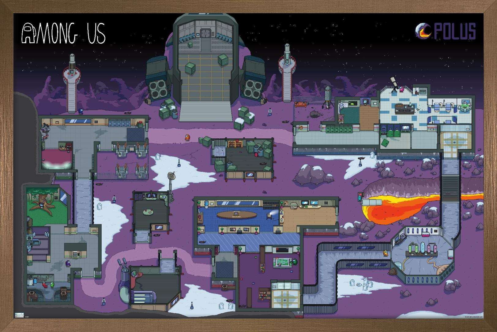 Among Us - Polus Map Wall Poster, 14.725" x 22.375", Framed - Walmart.com