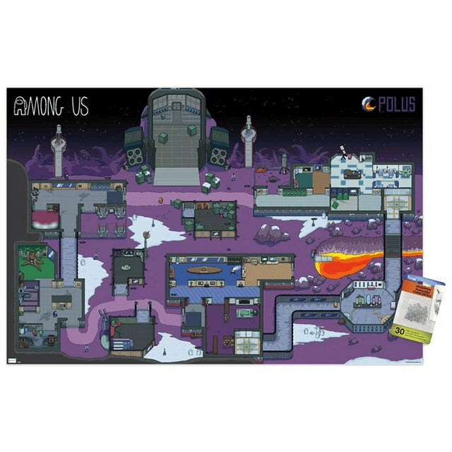 Among Us - Polus Map Wall Poster with Pushpins, 22.375" x 34" - Walmart.com