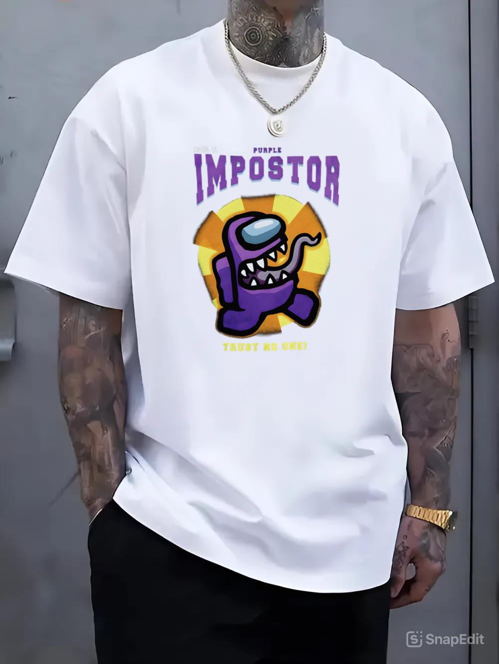 Among Us Purple Impostor Sus Crewmate Video Game Funny Play T-Shirt ...