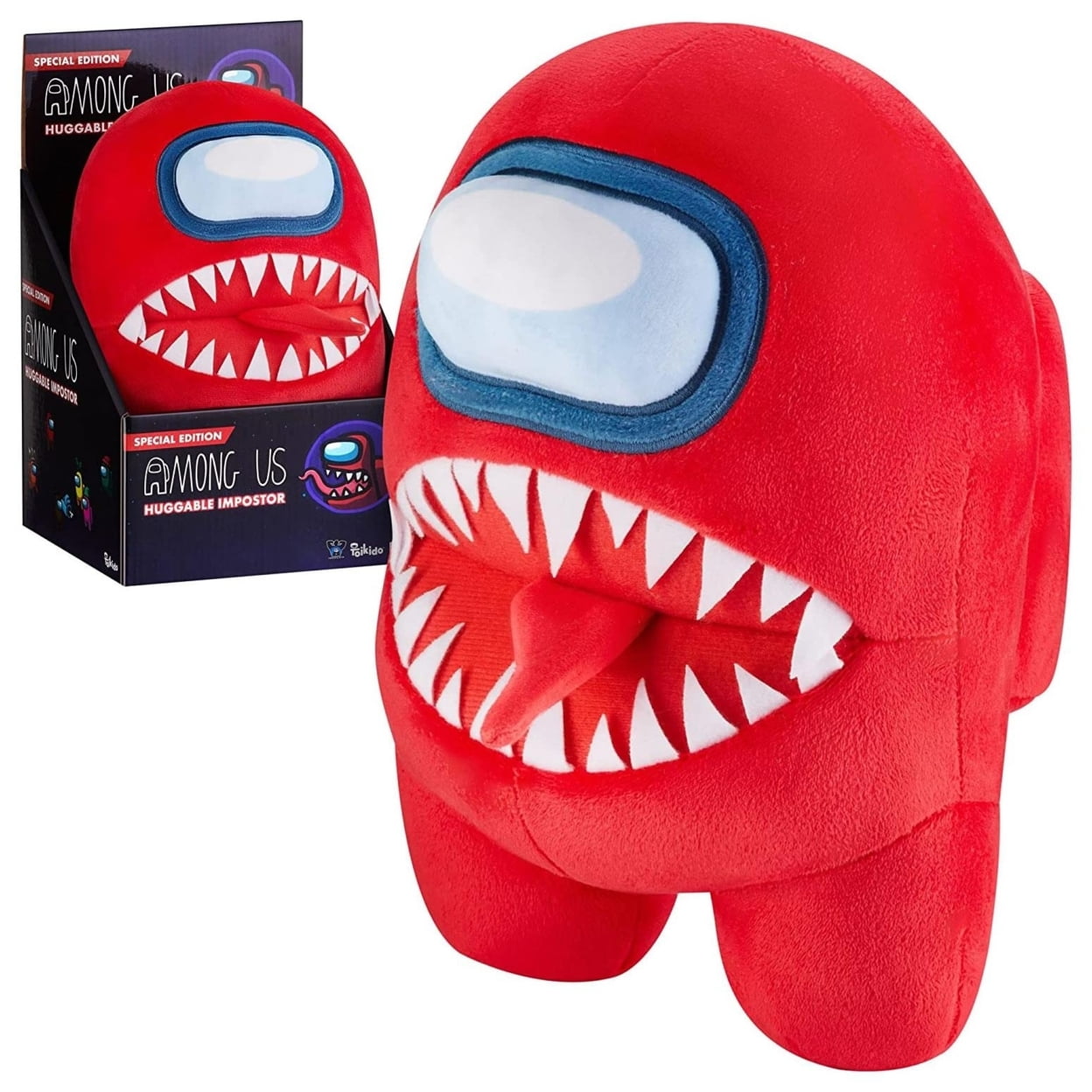 Among Us Red Impostor with Tongue Teeth Plush Huggable Plushie 10" Doll ...