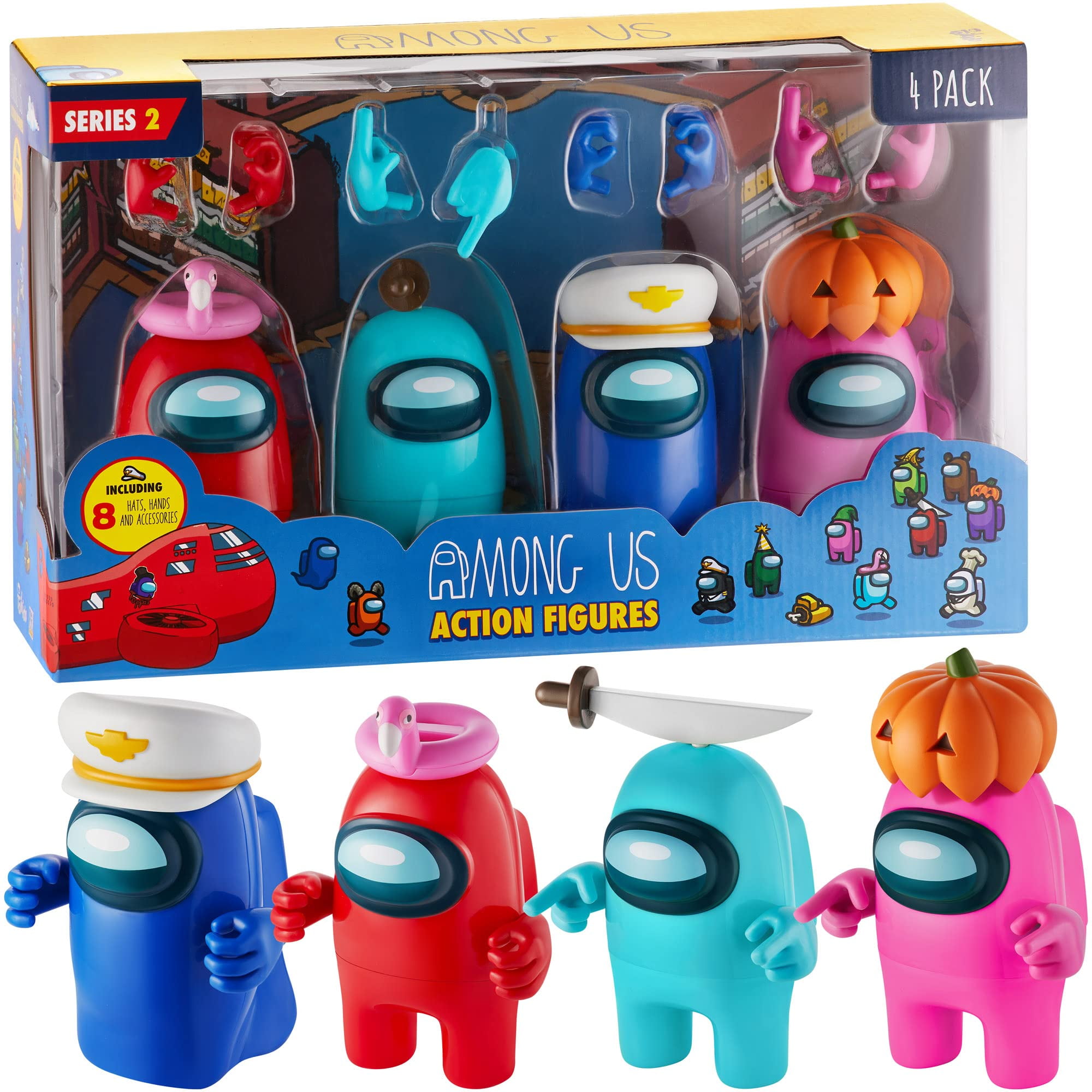 Among Us Red Pink Cyan Blue 4pk 5" Ghost Cap-tain Punkin Floaty ...