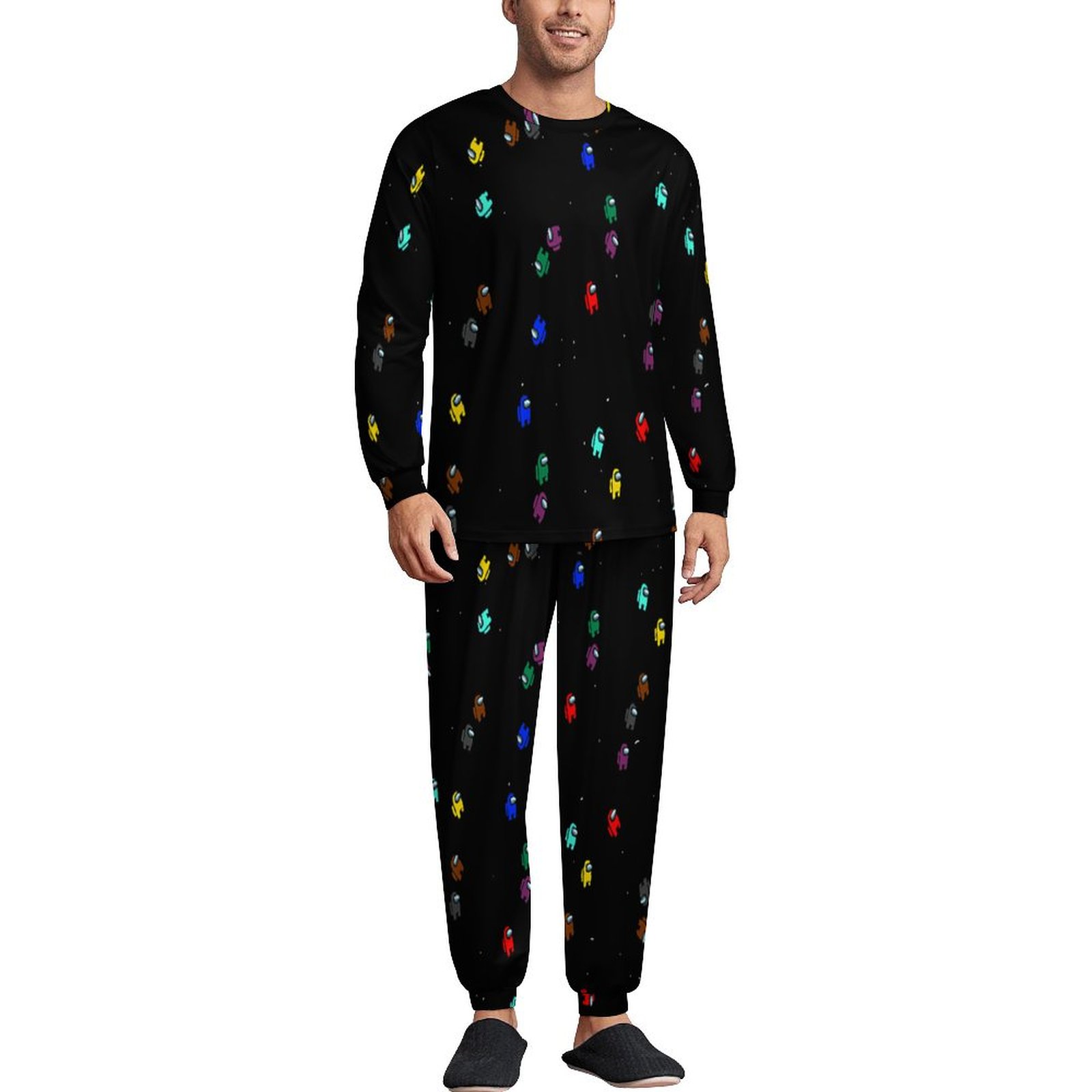 Among-Us Unisex Adults Round Neck Pajama Set Two Piece Set Pajama Suit ...