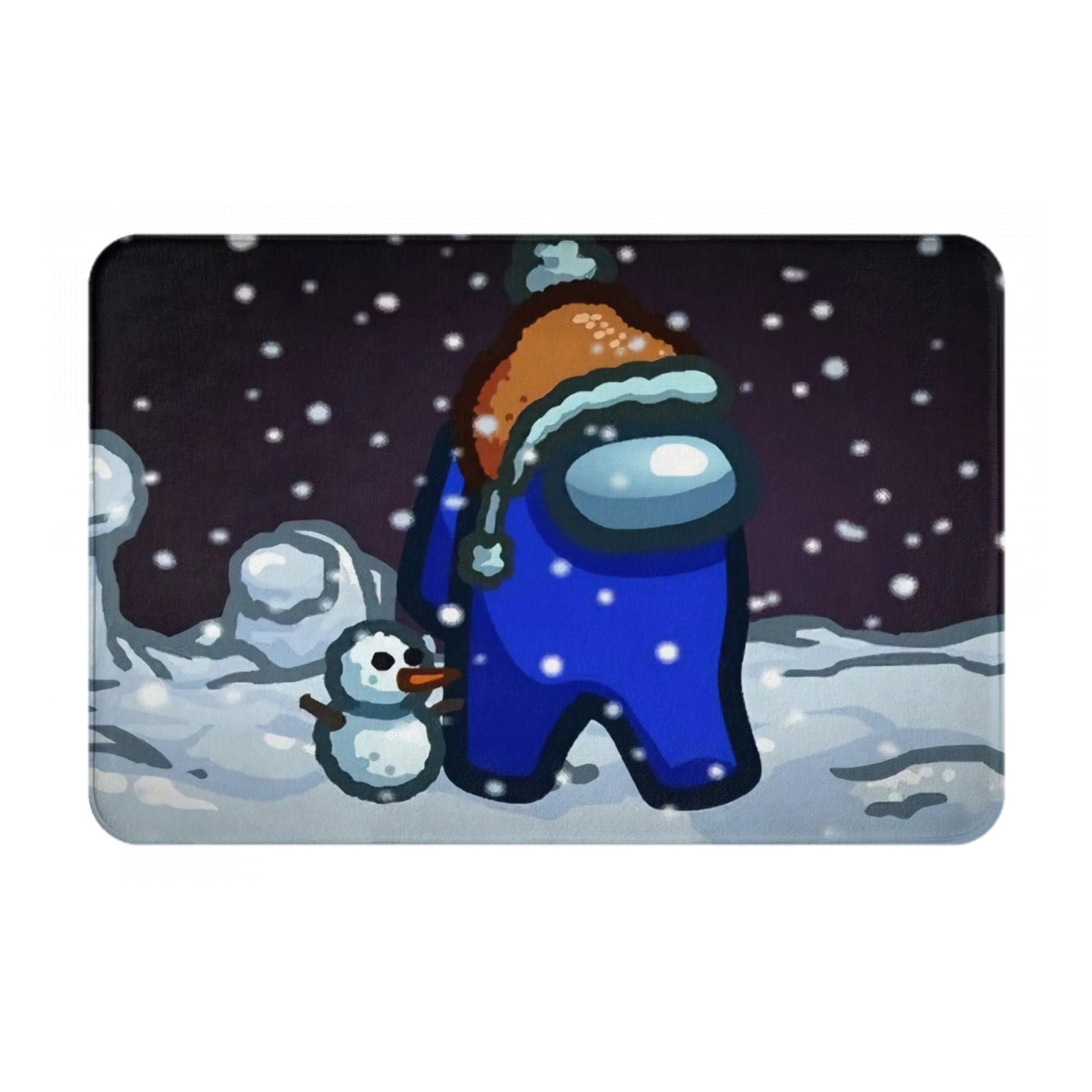 Among Us With Snowman Door Mat,Christmas Outdoor Front Door Decor Mat ...
