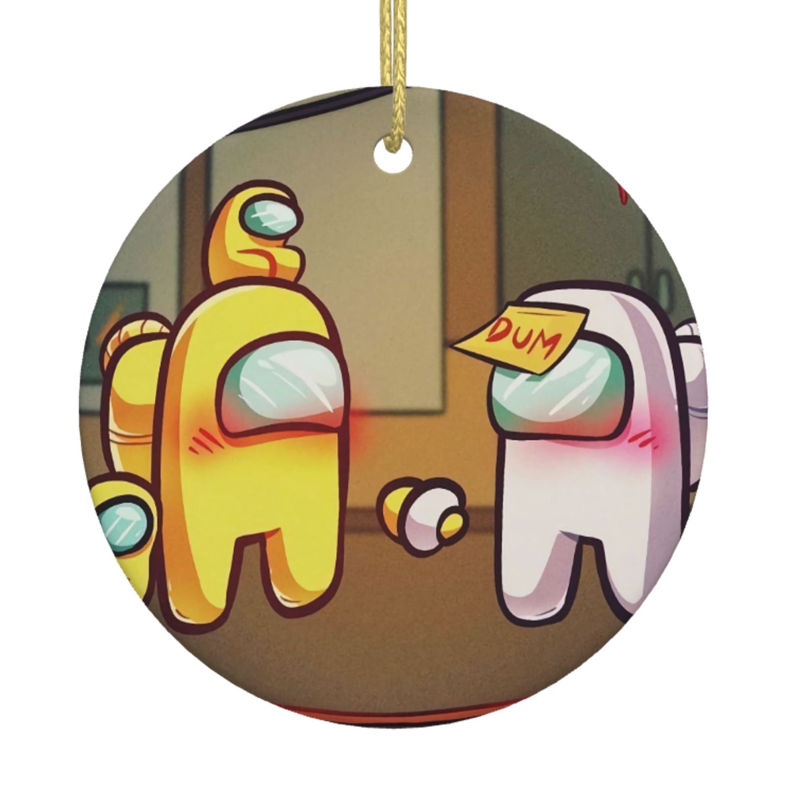Among Us Yellow X White Christmas Ornaments,Ceramic Xmas Ornaments with ...