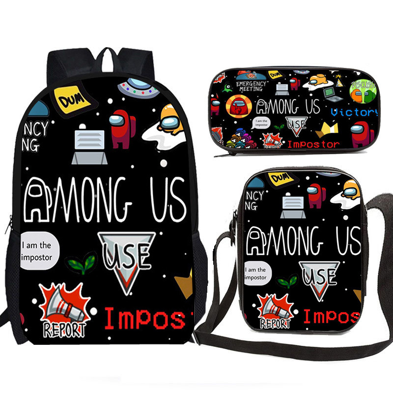 Among-us Anime Backpack Set 3 Pieces with Shoulder Bag and Pencil Case ...
