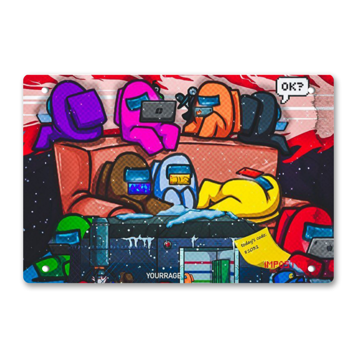 Among us Wall Sign - Cartoon Aluminum Poster 12 X 8 Inch Home Bar Wall ...