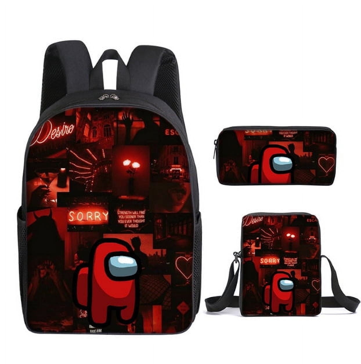 AmongUs Cartoon Backpacks Sets, Anime Laptop Backpack with Shoulder Bag ...
