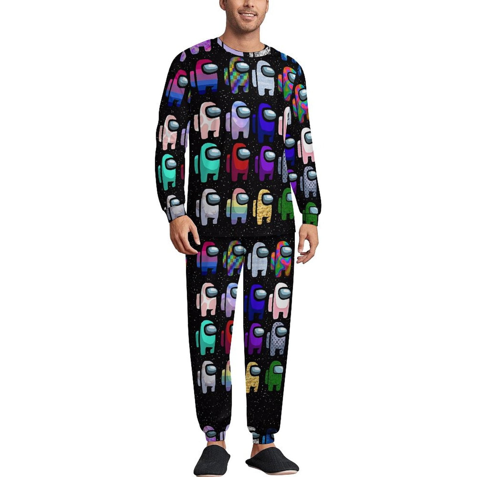Amongus Mens Pajamas Set Long Sleeve Sleepwear Nightwear Pjs Lounge ...